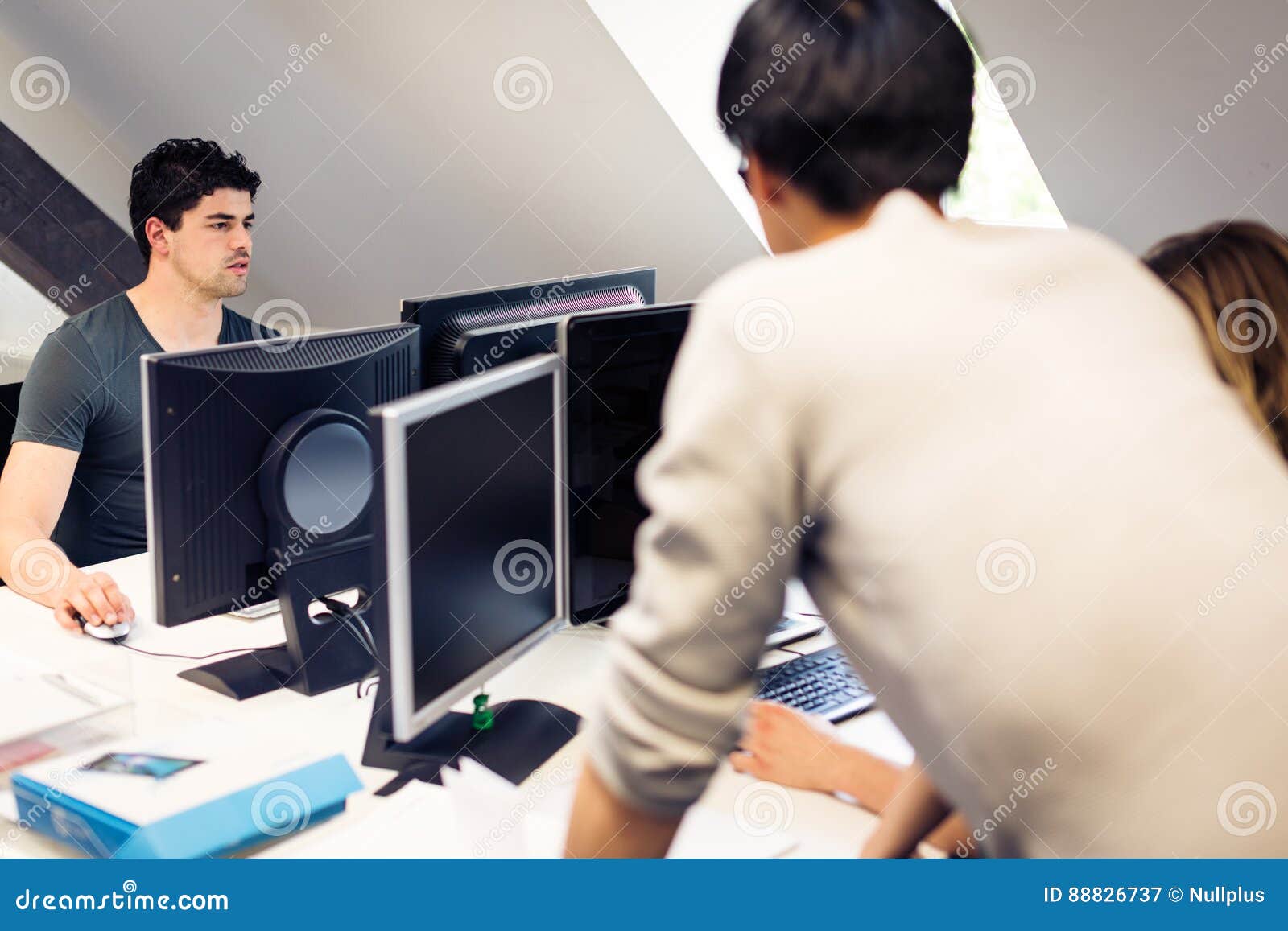 Tech Start-up Founders Working Stock Image - Image of indoors, working ...