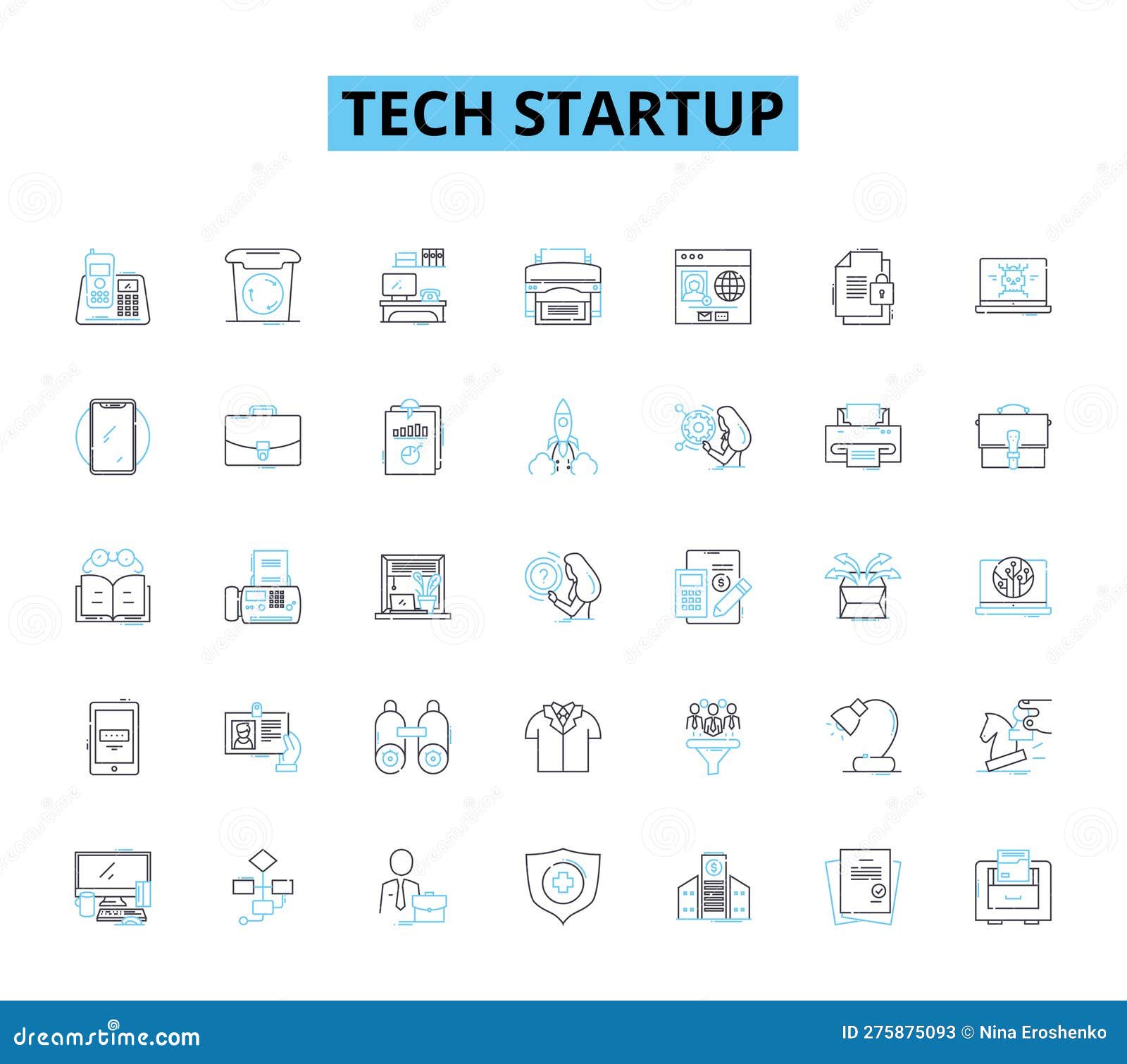 Tech Startup Linear Icons Set. Nnovation, Disruption, Automation ...