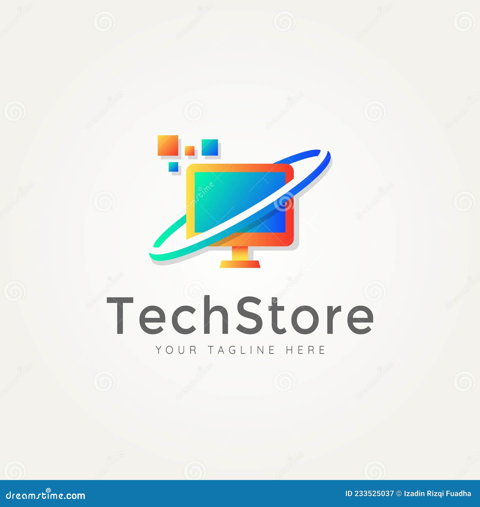Tech Store Minimalist Flat Icon Logo Design Stock Vector - Illustration ...