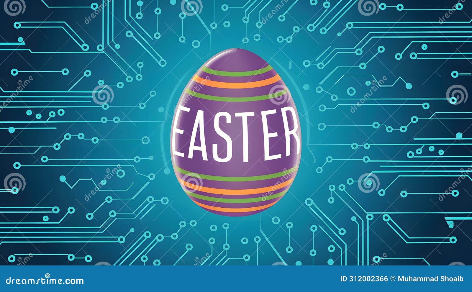 Tech Style Easter Egg Greeting Card Abstract 3D Design, Circuitry ...