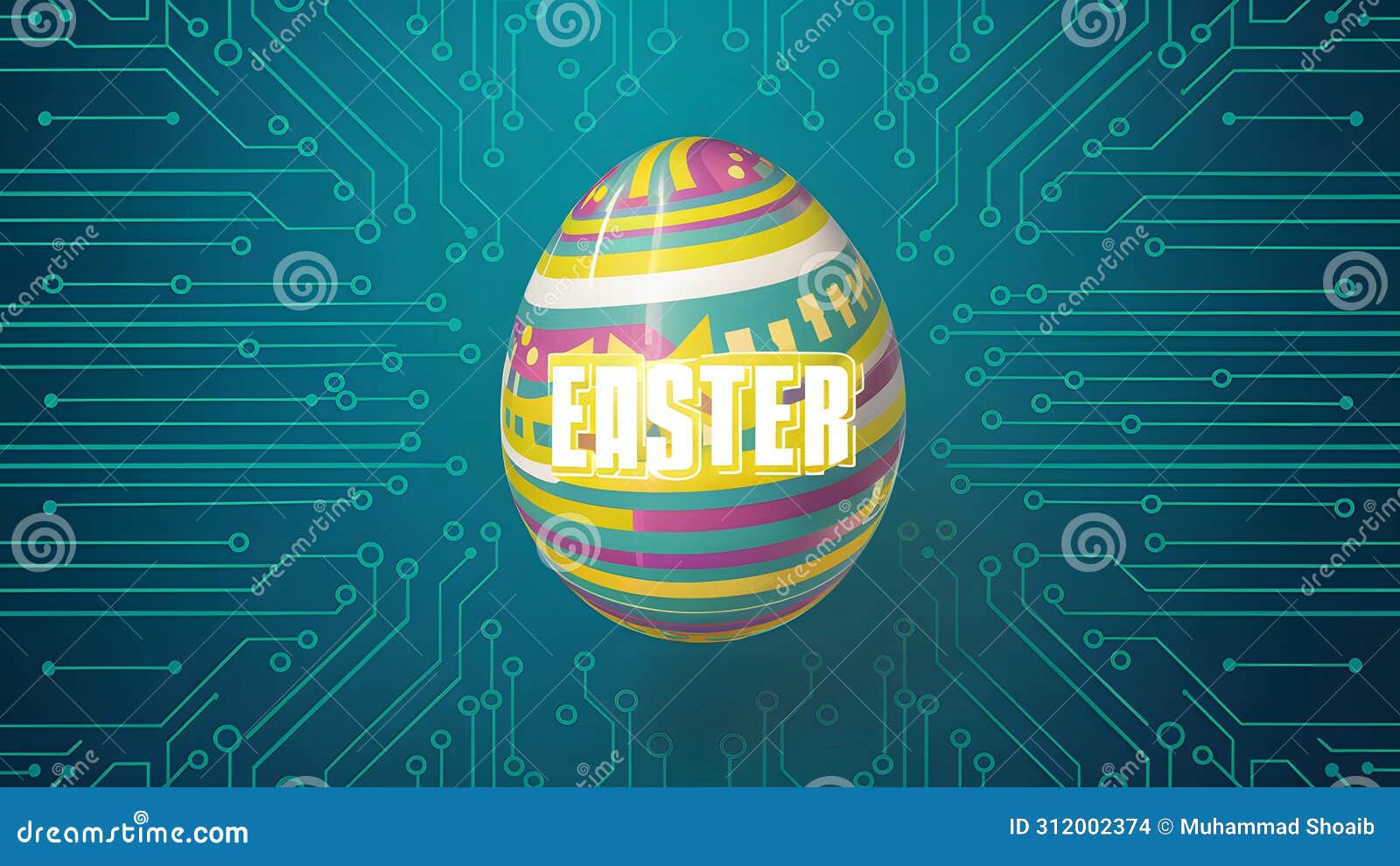 Tech Style Easter Egg Greeting Card Abstract 3D Design, Circuitry ...