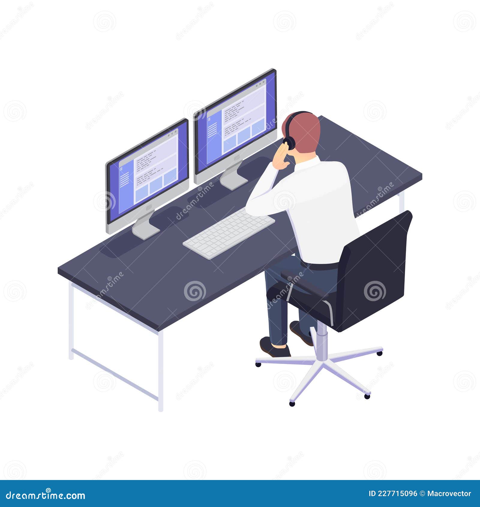 Tech Support Agent Composition Stock Vector - Illustration of computer ...