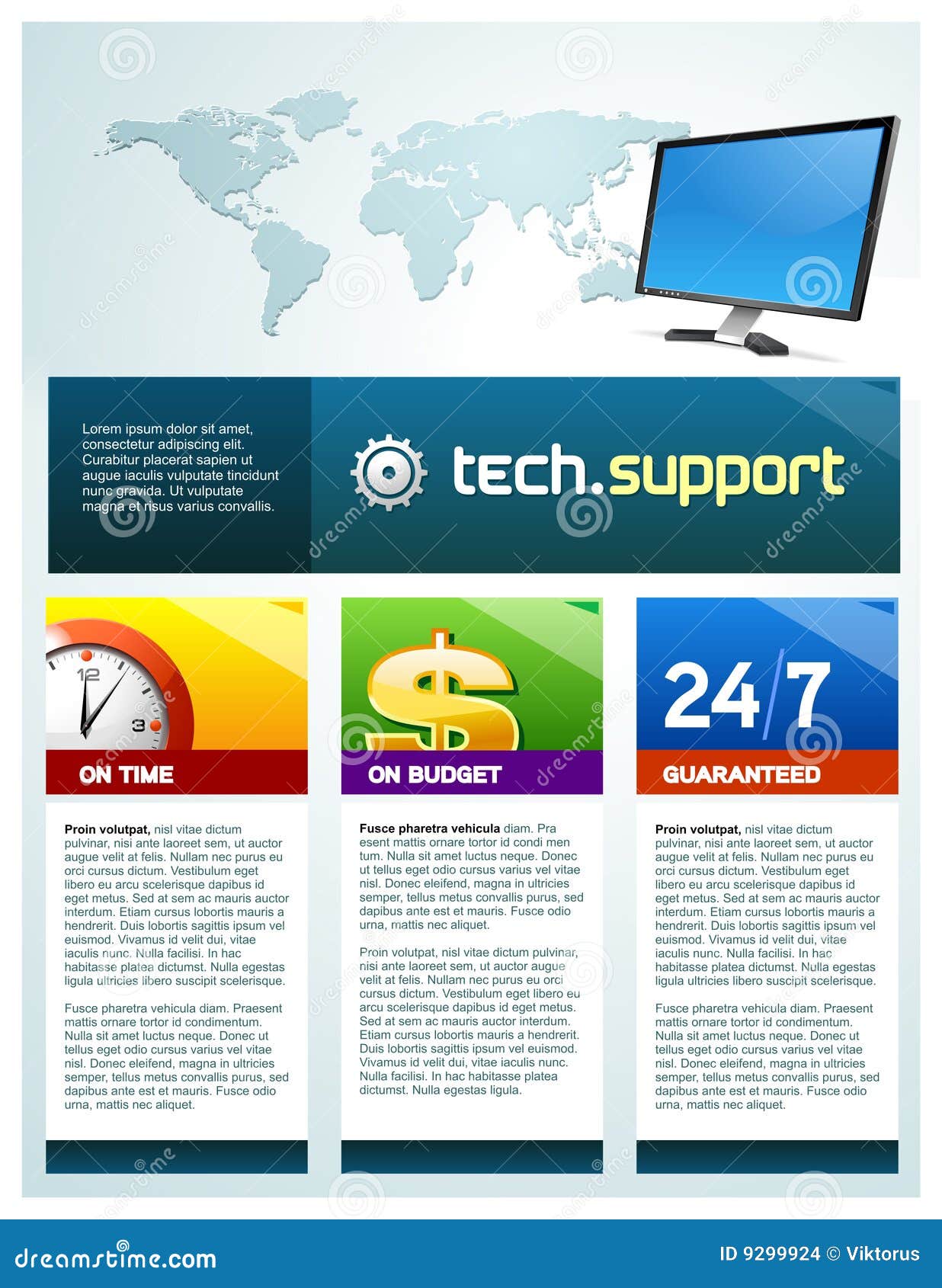 Tech Support Brochure stock vector. Illustration of budget - 9299924