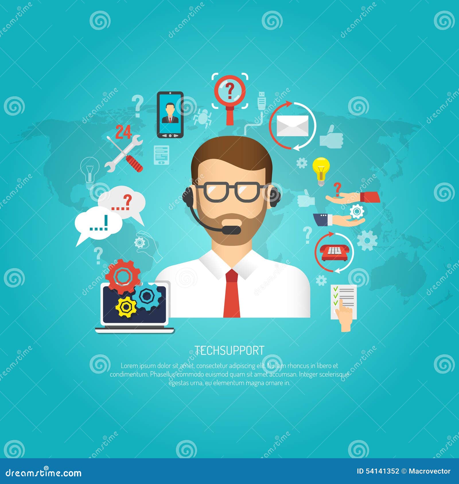 Tech Support Concept stock vector. Illustration of admin - 54141352