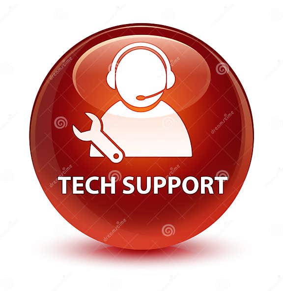 Tech Support Glassy Brown Round Button Stock Illustration ...