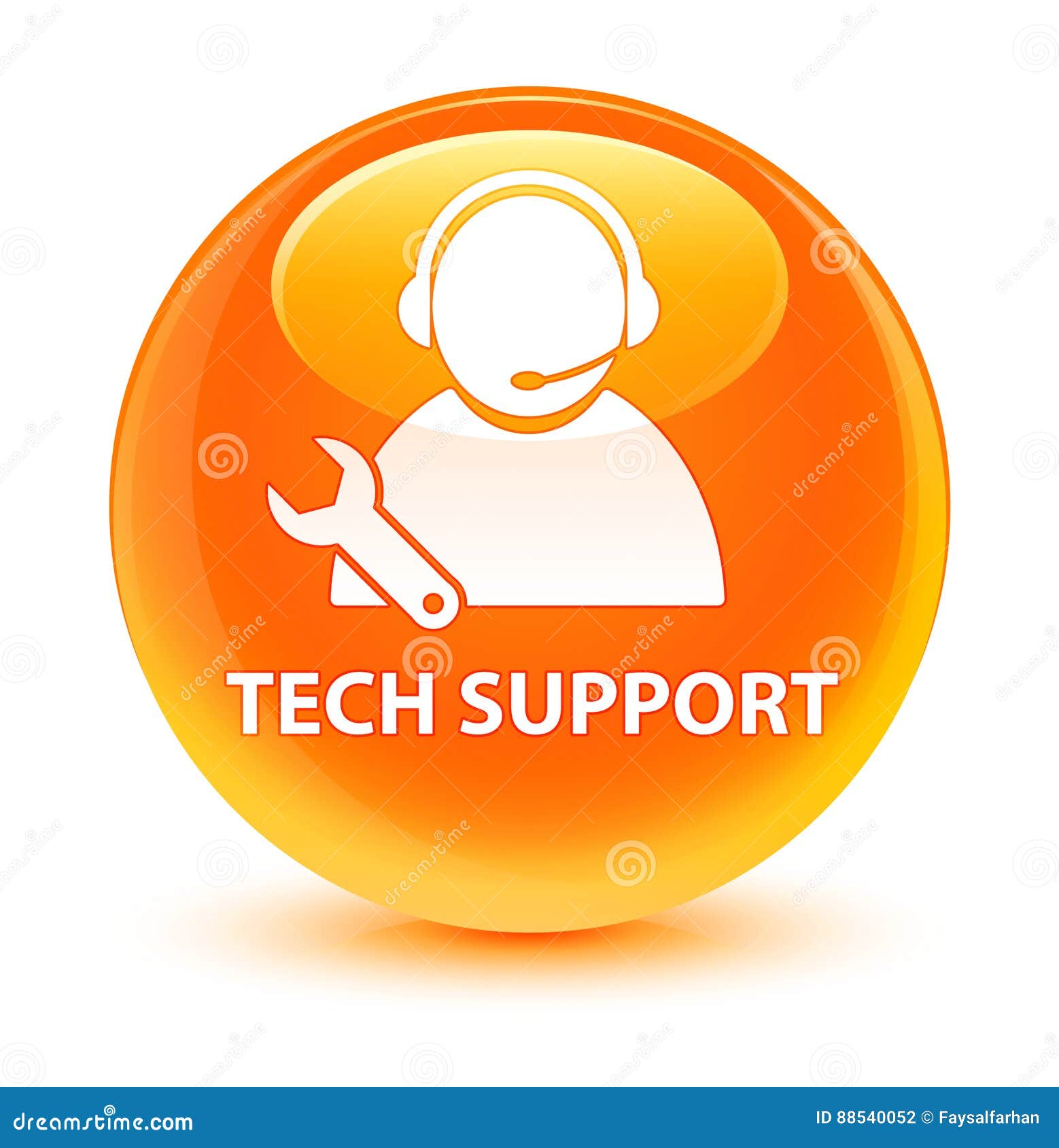 Tech Support Glassy Orange Round Button Stock Illustration ...