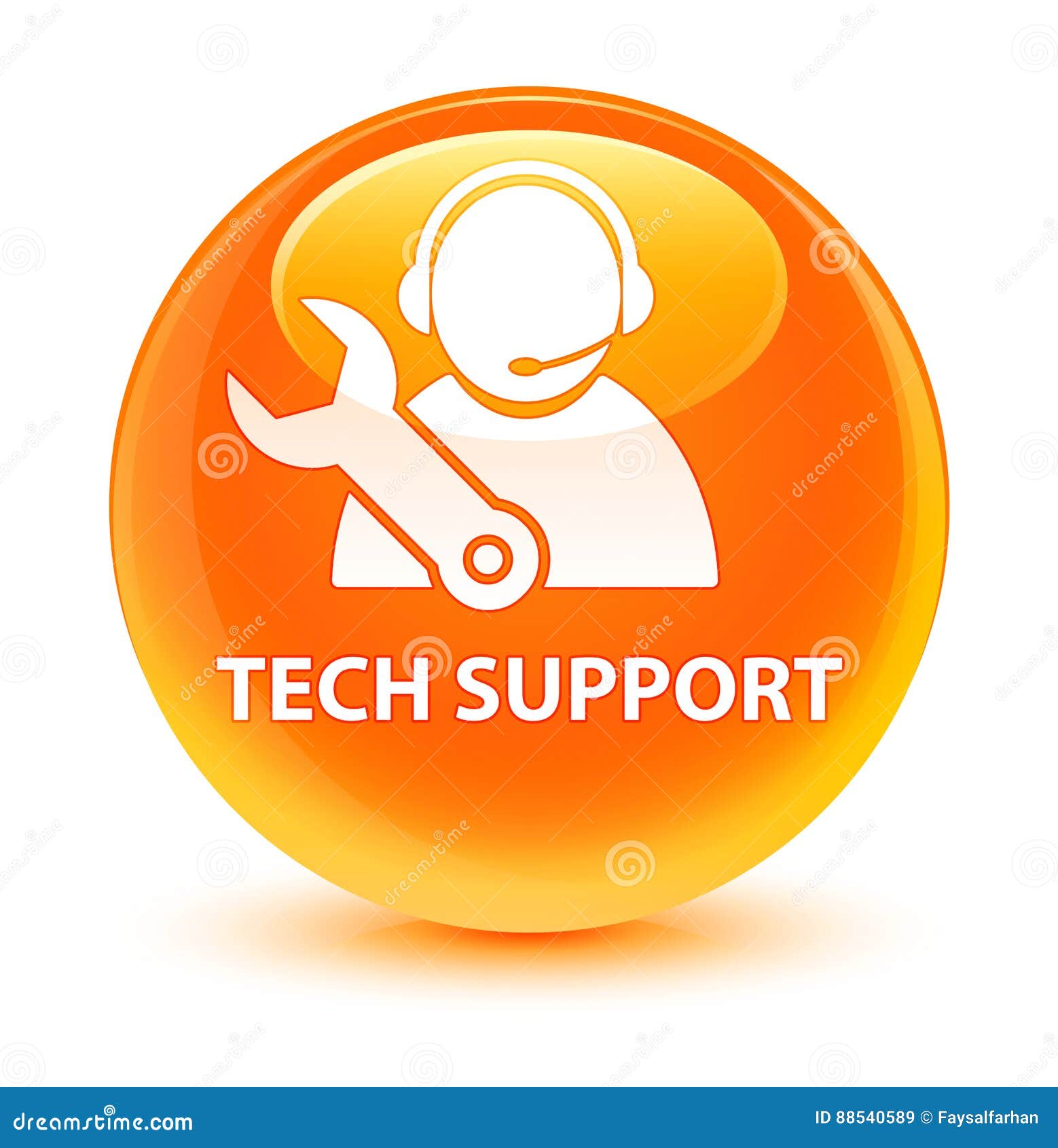 Tech Support Glassy Orange Round Button Stock Illustration ...