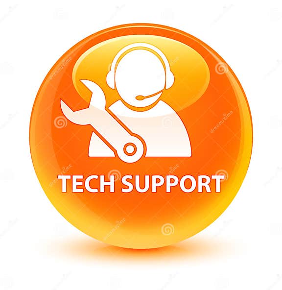Tech Support Glassy Orange Round Button Stock Illustration ...