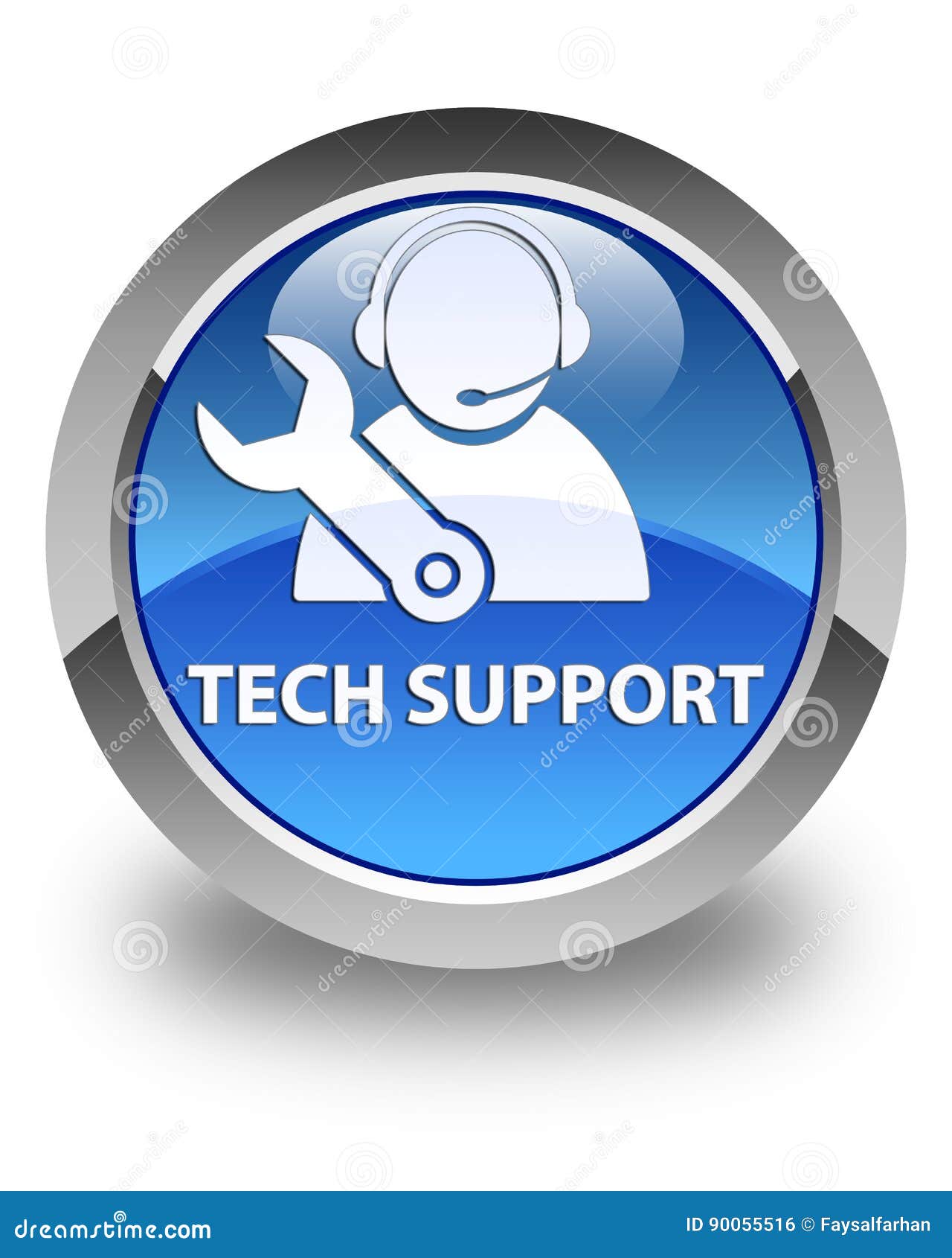 Tech Support Glossy Blue Round Button Stock Illustration - Illustration ...