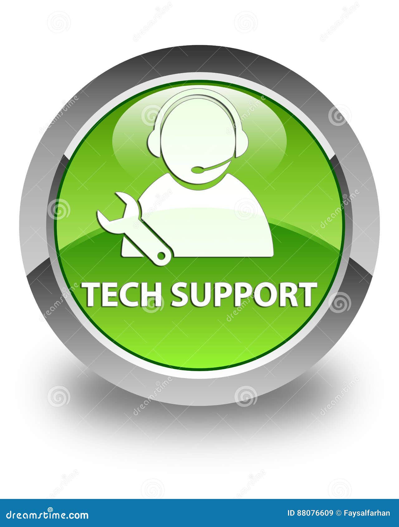 Tech Support Glossy Green Round Button Stock Illustration ...