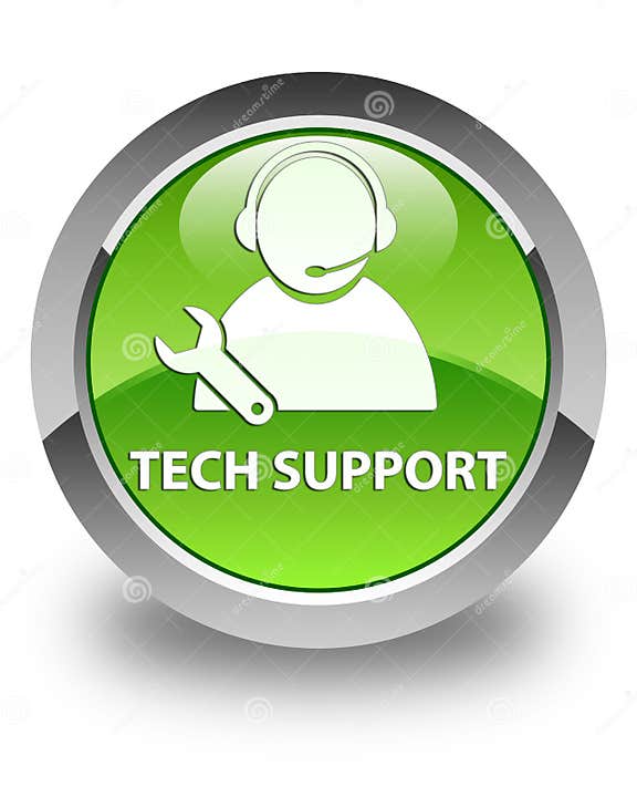 Tech Support Glossy Green Round Button Stock Illustration ...