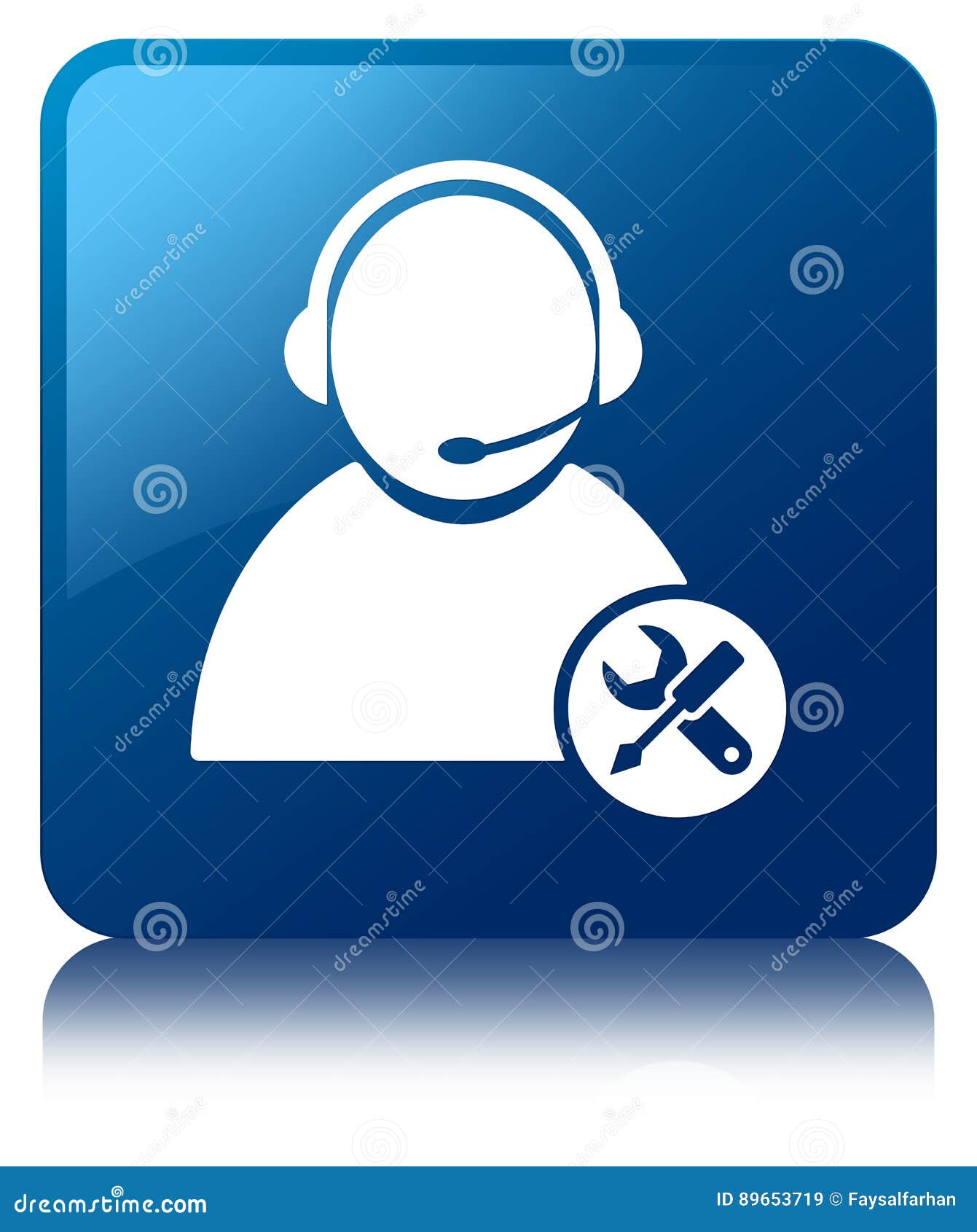 Tech Support Icon Blue Square Button Stock Illustration - Illustration ...