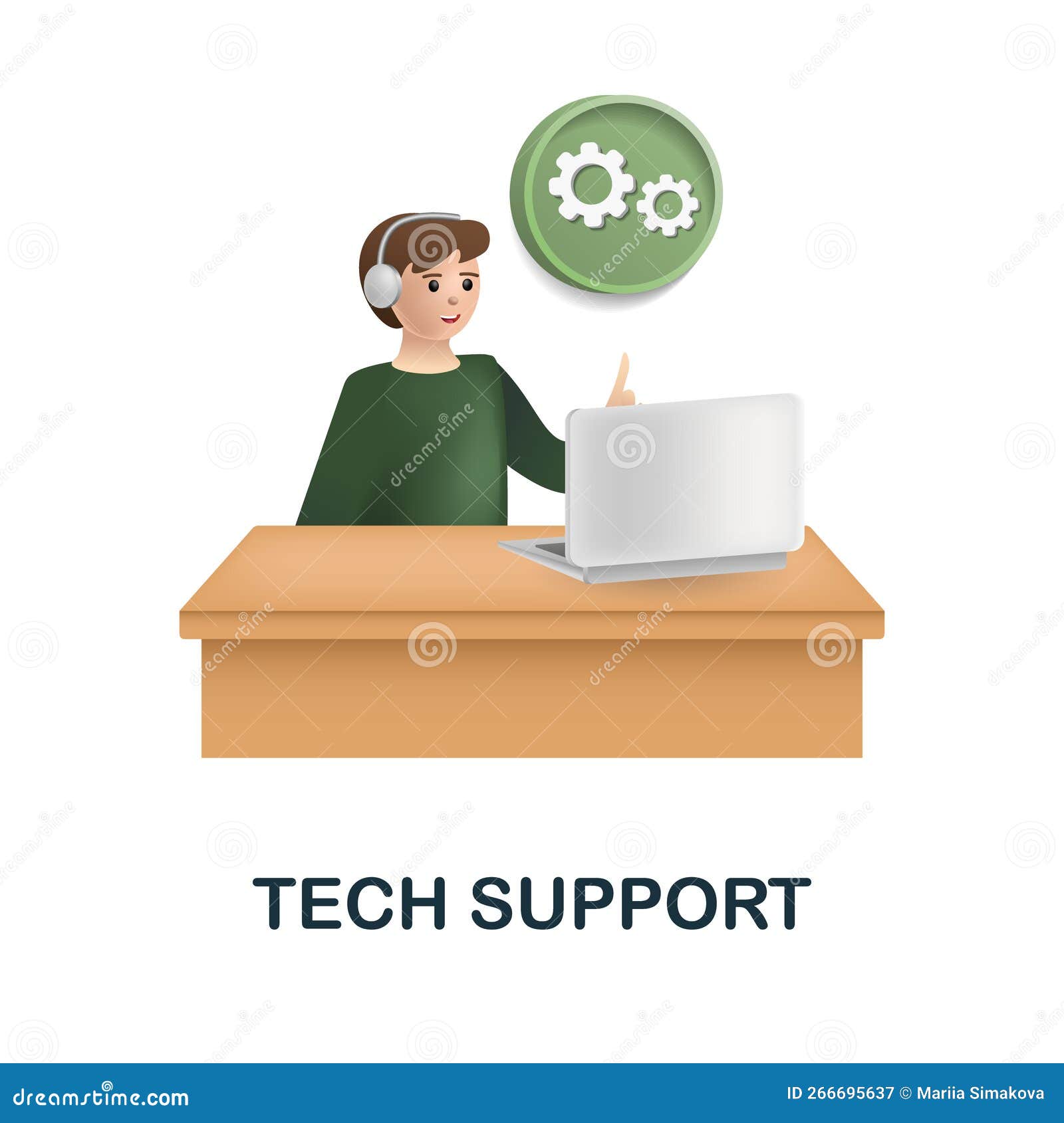 Tech Support Icon. 3d Illustration from Engineering Collection Stock ...
