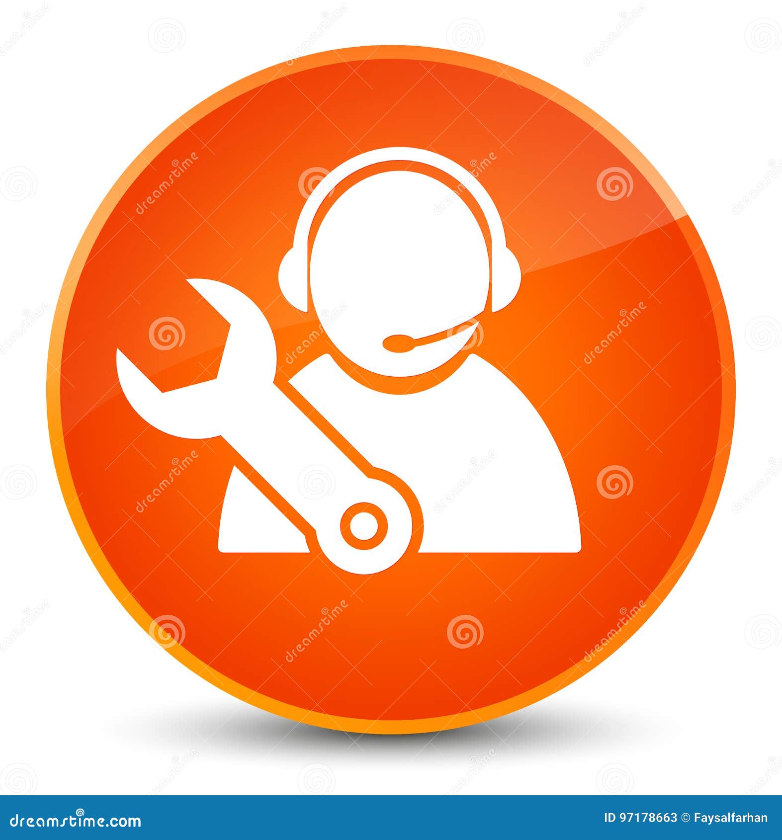 Tech Support Icon Elegant Orange Round Button Stock Illustration ...