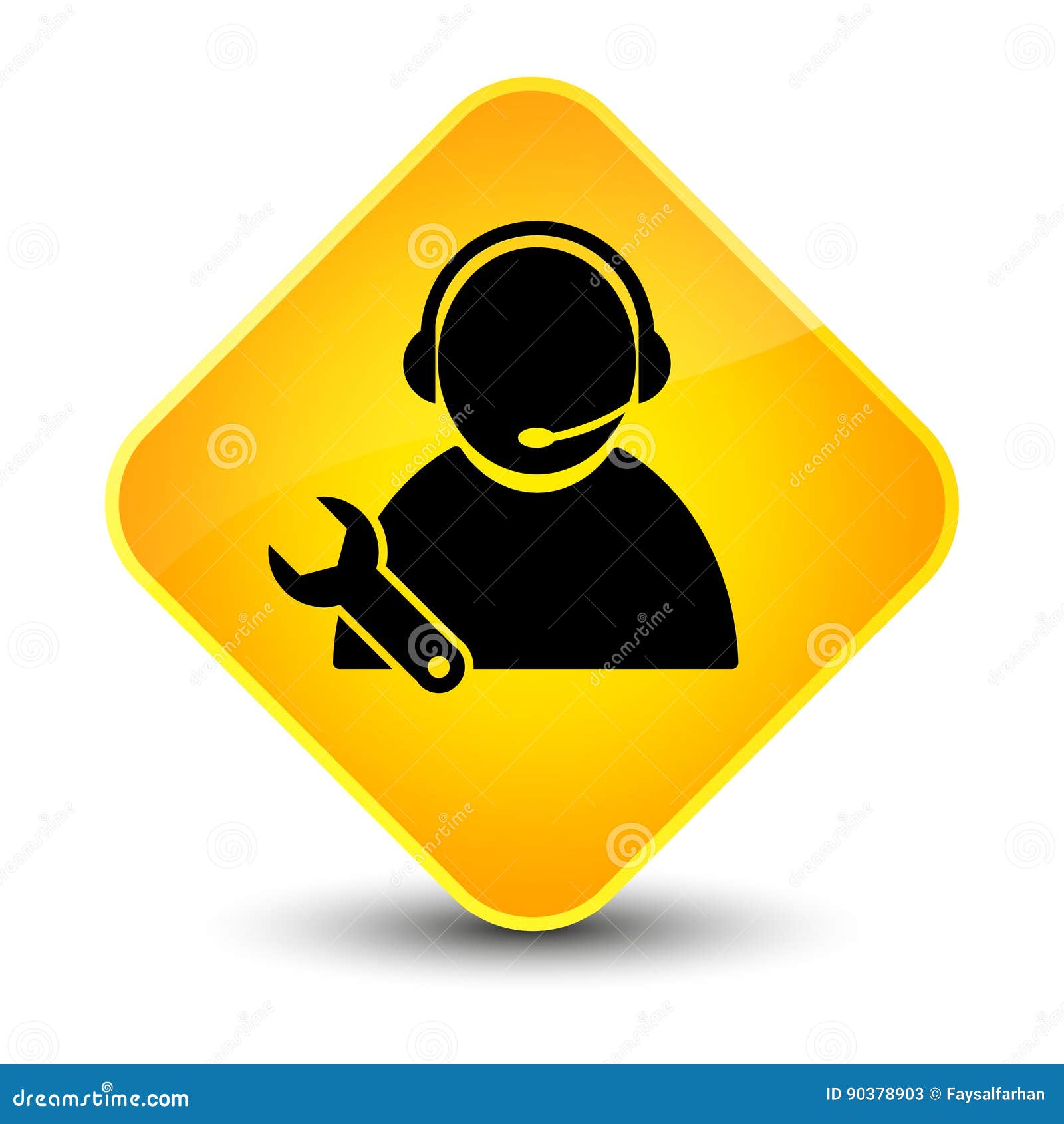 Tech Support Icon Elegant Yellow Diamond Button Stock Illustration ...