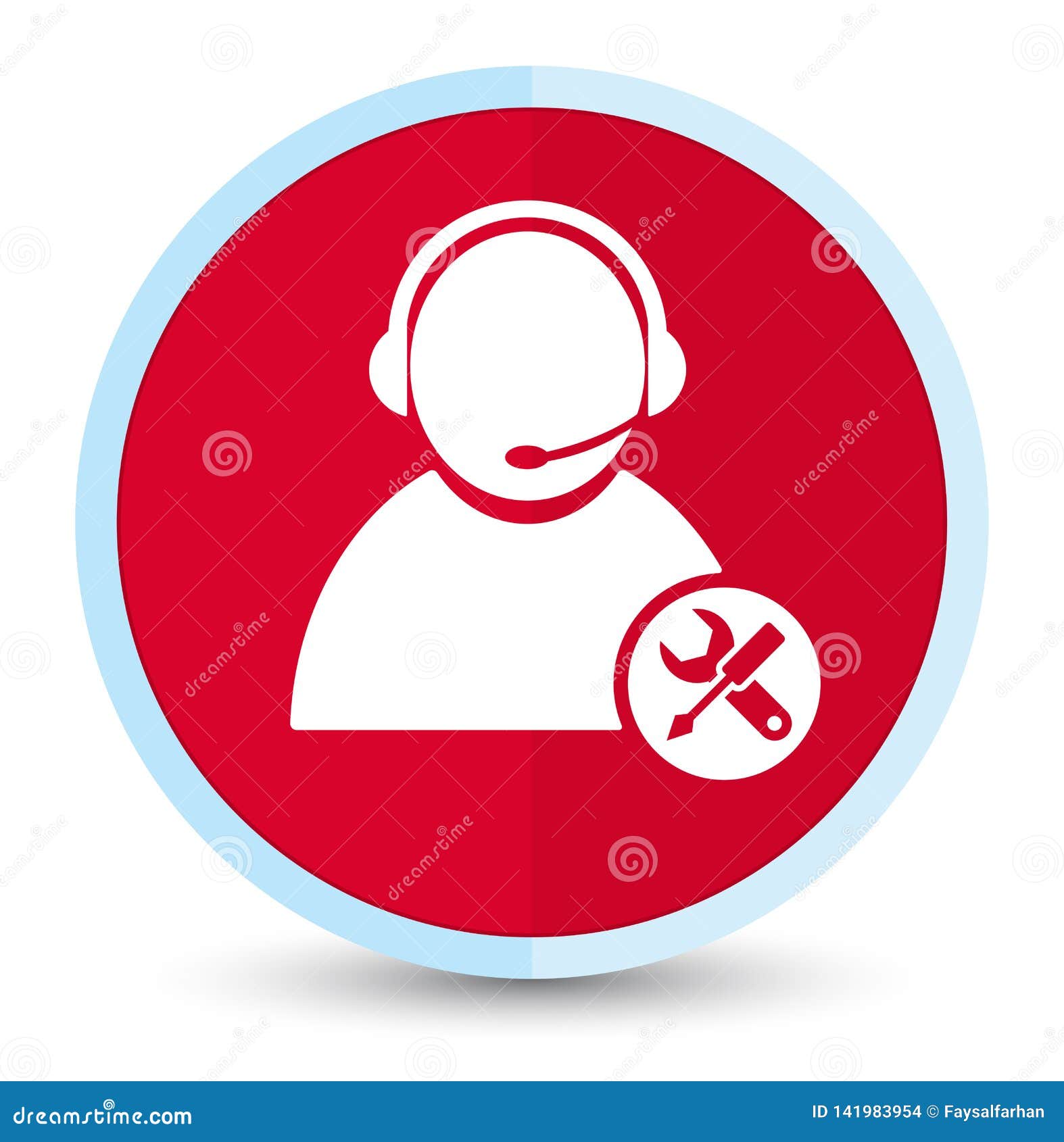 Tech Support Icon Flat Prime Red Round Button Stock Vector ...