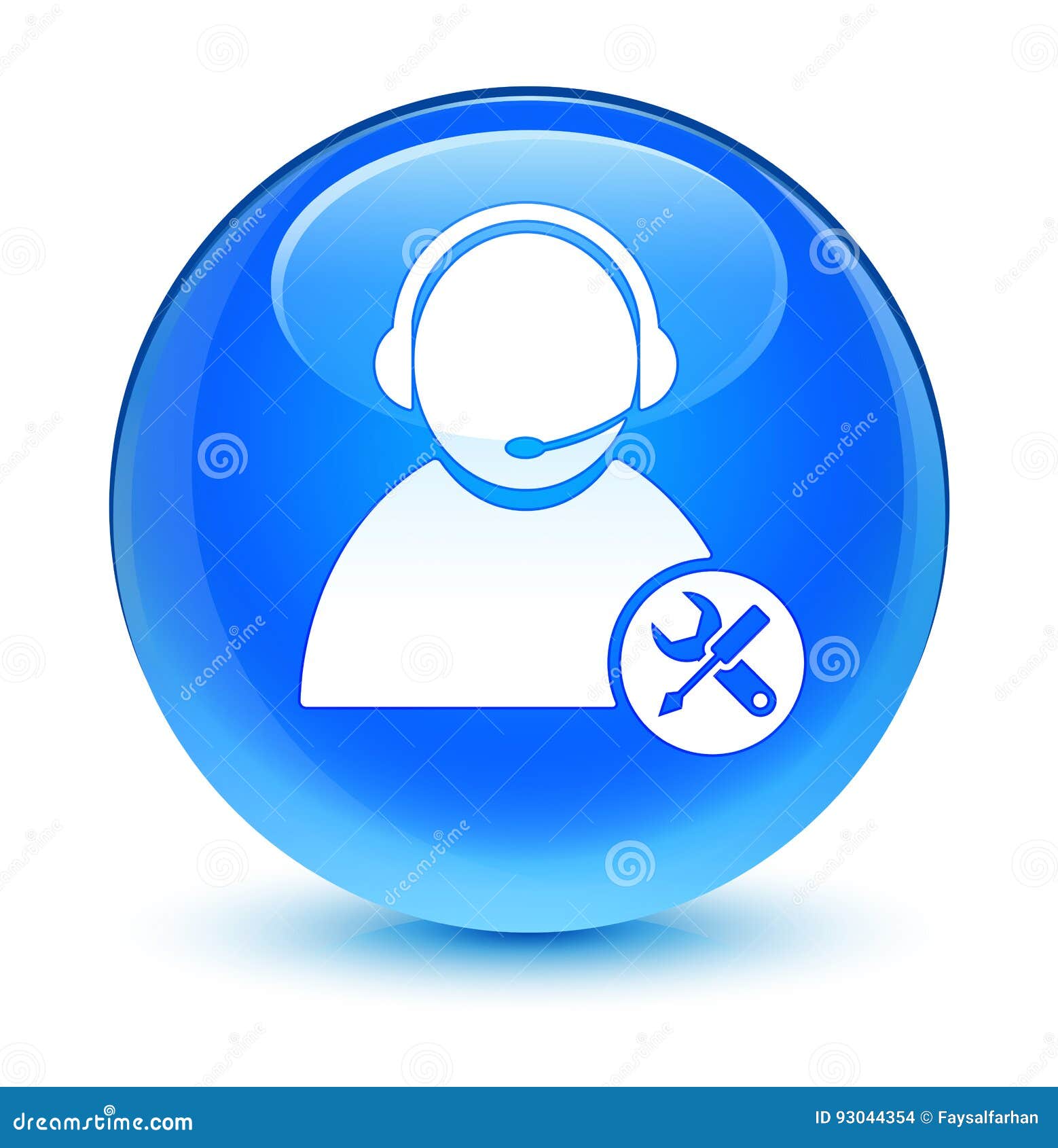 Tech Support Icon Glassy Cyan Blue Round Button Stock Illustration ...
