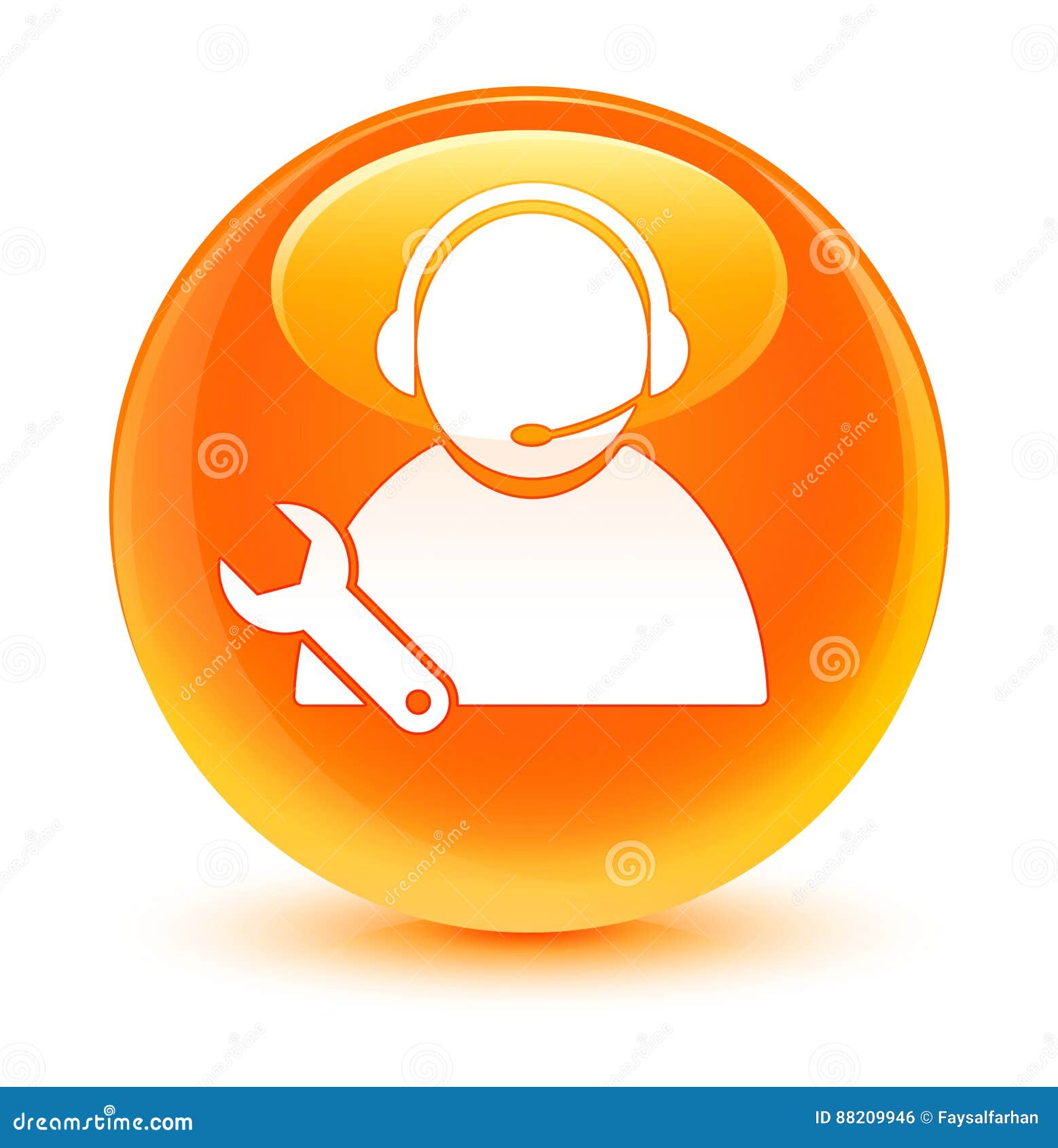Tech Support Icon Glassy Orange Round Button Stock Illustration ...