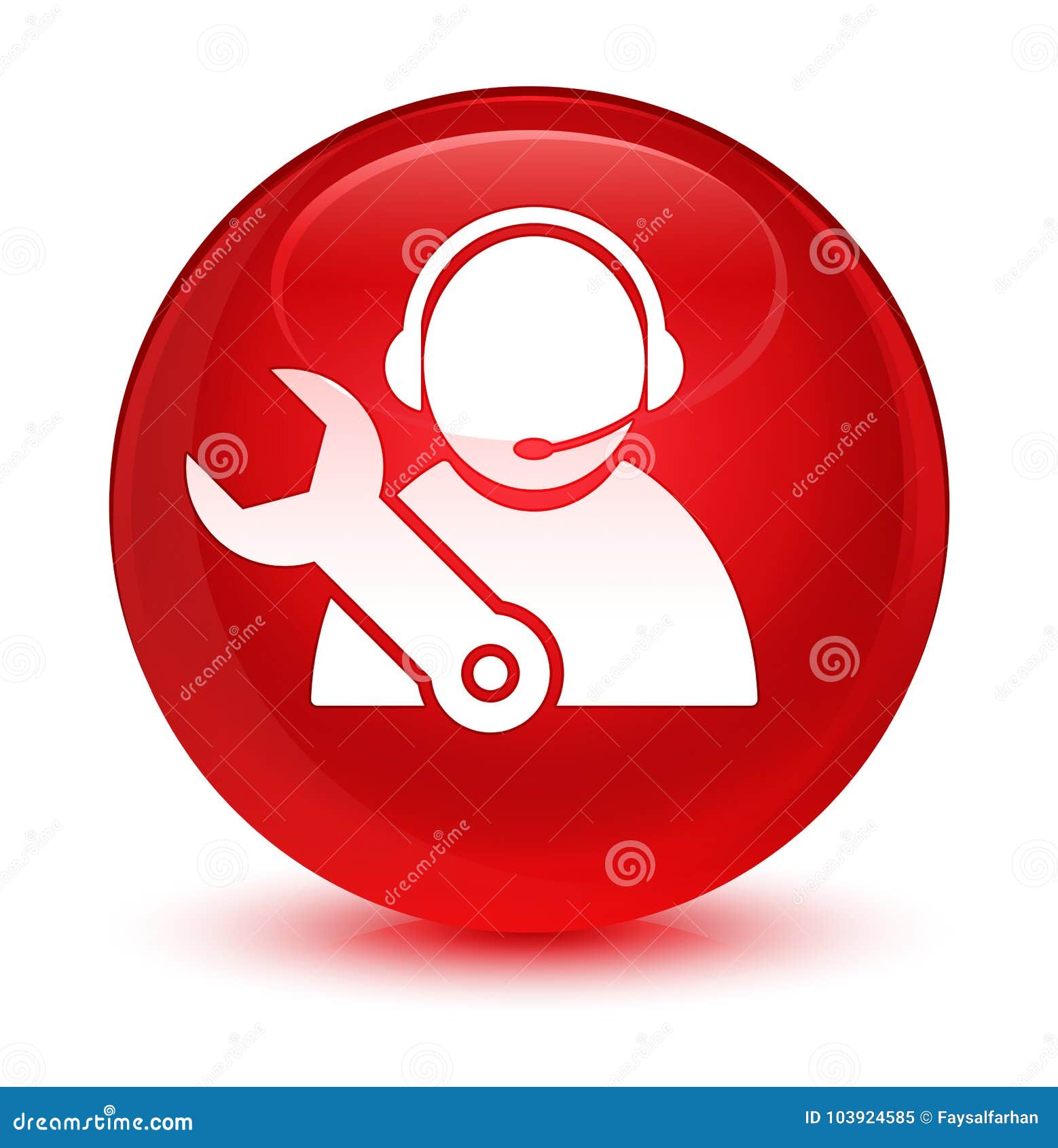 Tech Support Icon Glassy Red Round Button Stock Illustration ...