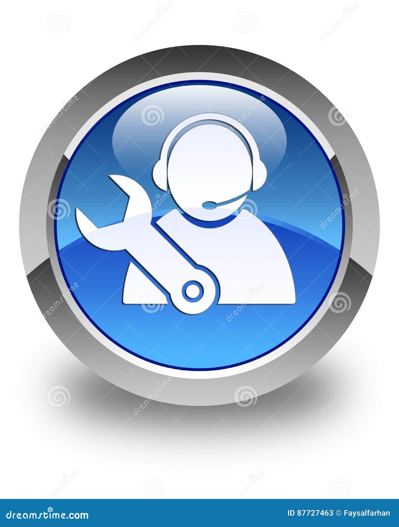 Tech Support Icon Glossy Blue Round Button Stock Illustration ...