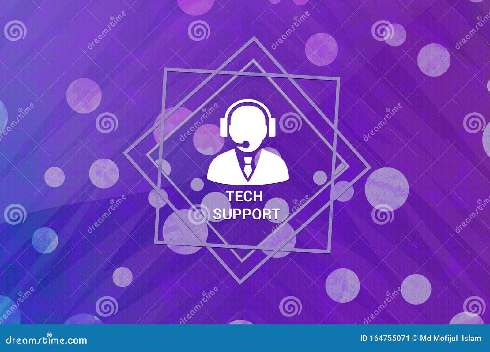 Tech Support Icon Isolated on Abstract Digital Banner Purple Background ...