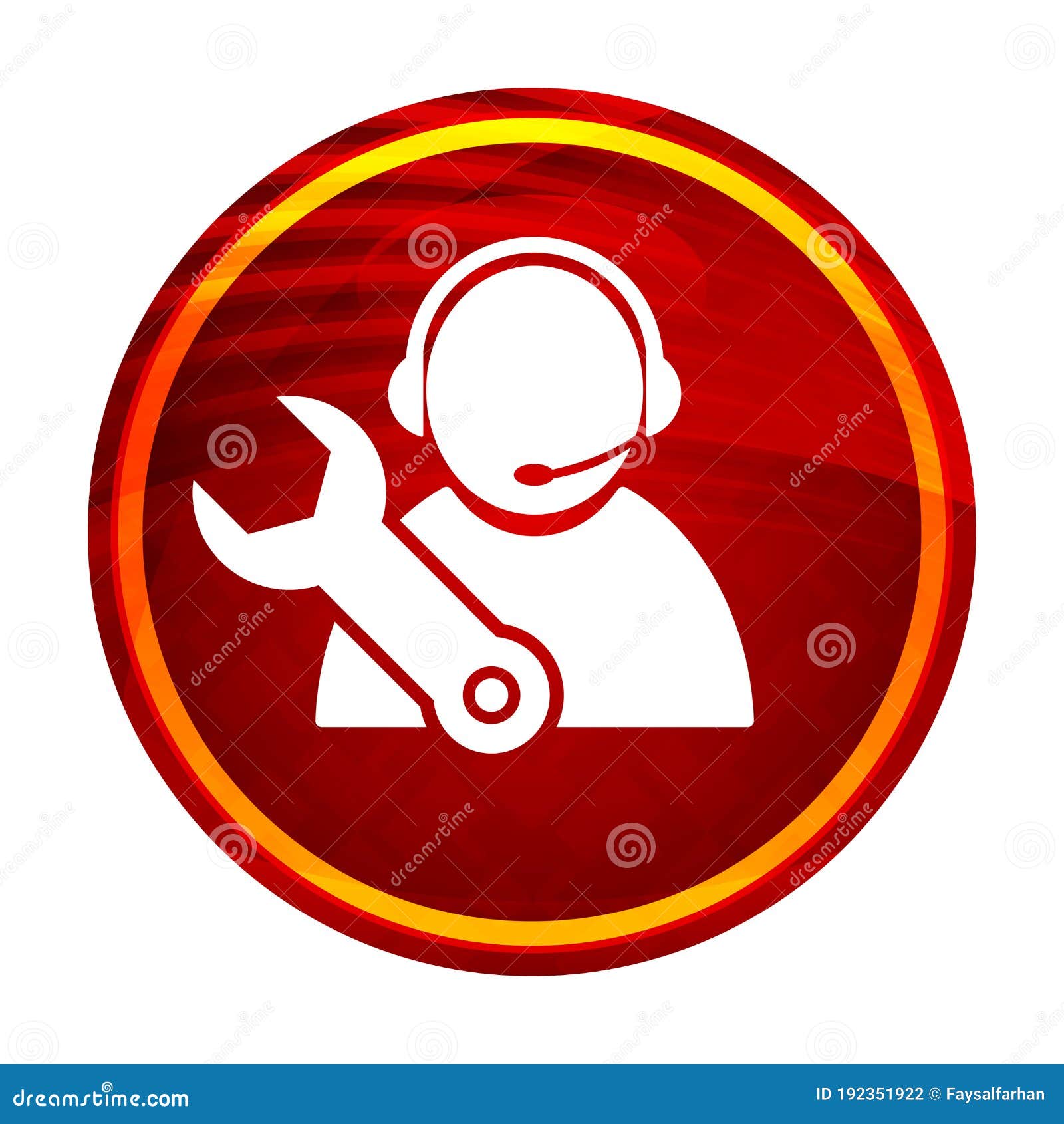 Tech Support Icon Creative Red Round Button Illustration Design Stock ...