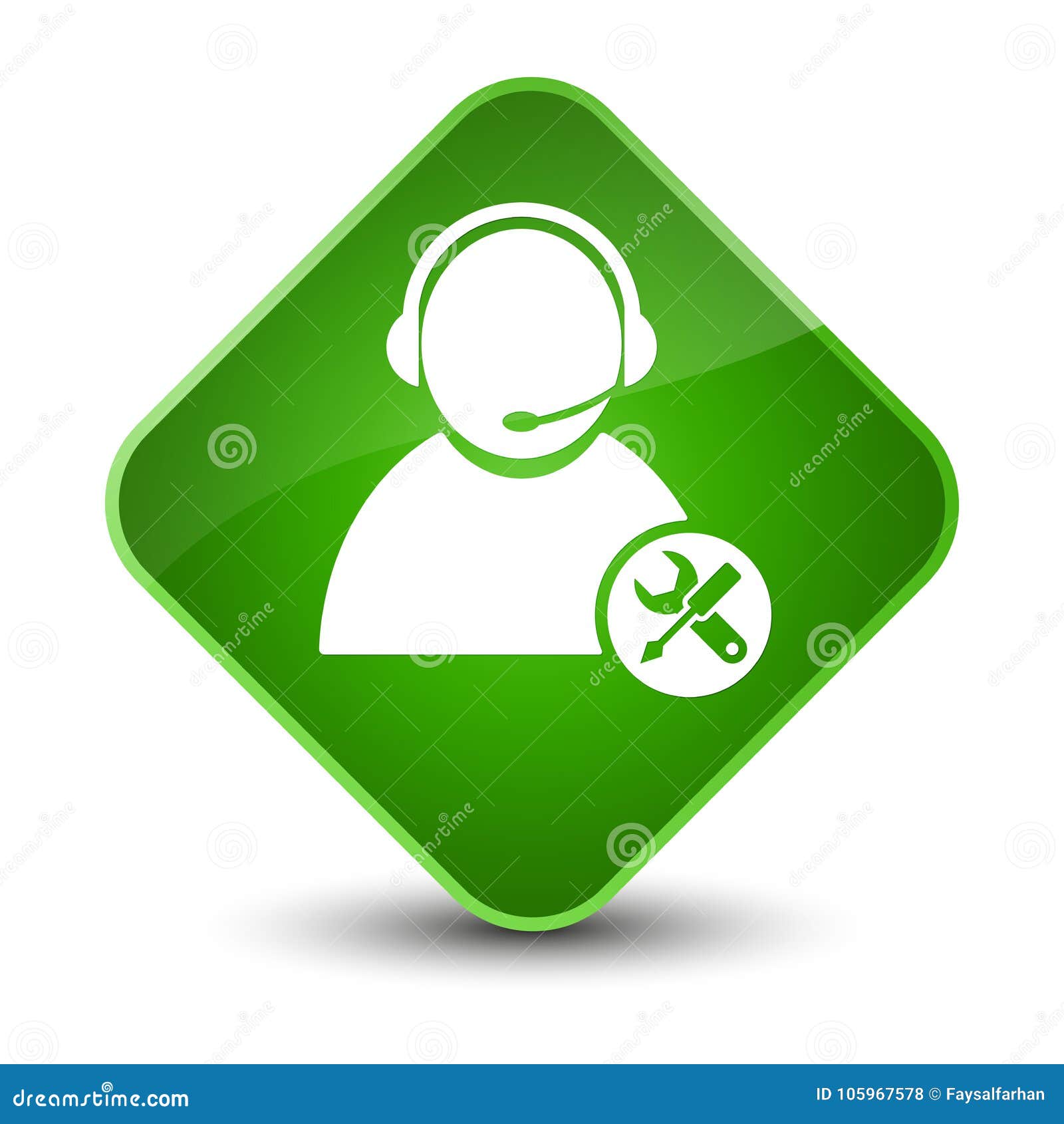 Tech Support Icon Elegant Green Diamond Button Stock Illustration ...