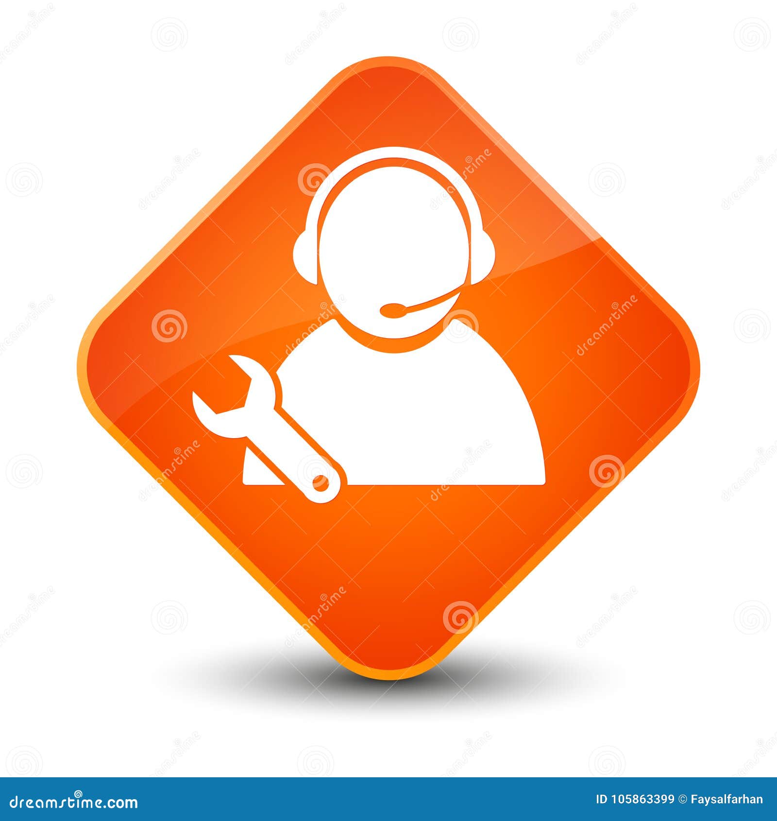 Tech Support Icon Elegant Orange Diamond Button Stock Illustration ...