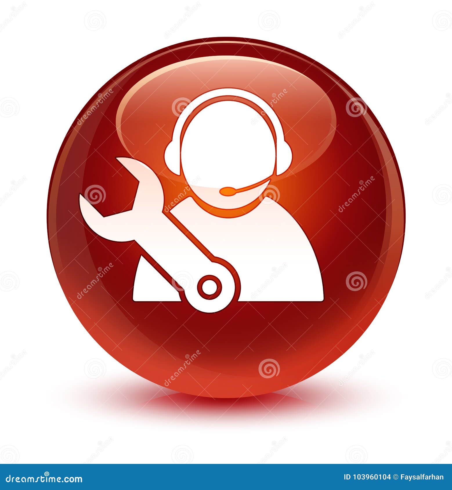 Tech Support Icon Glassy Brown Round Button Stock Illustration ...