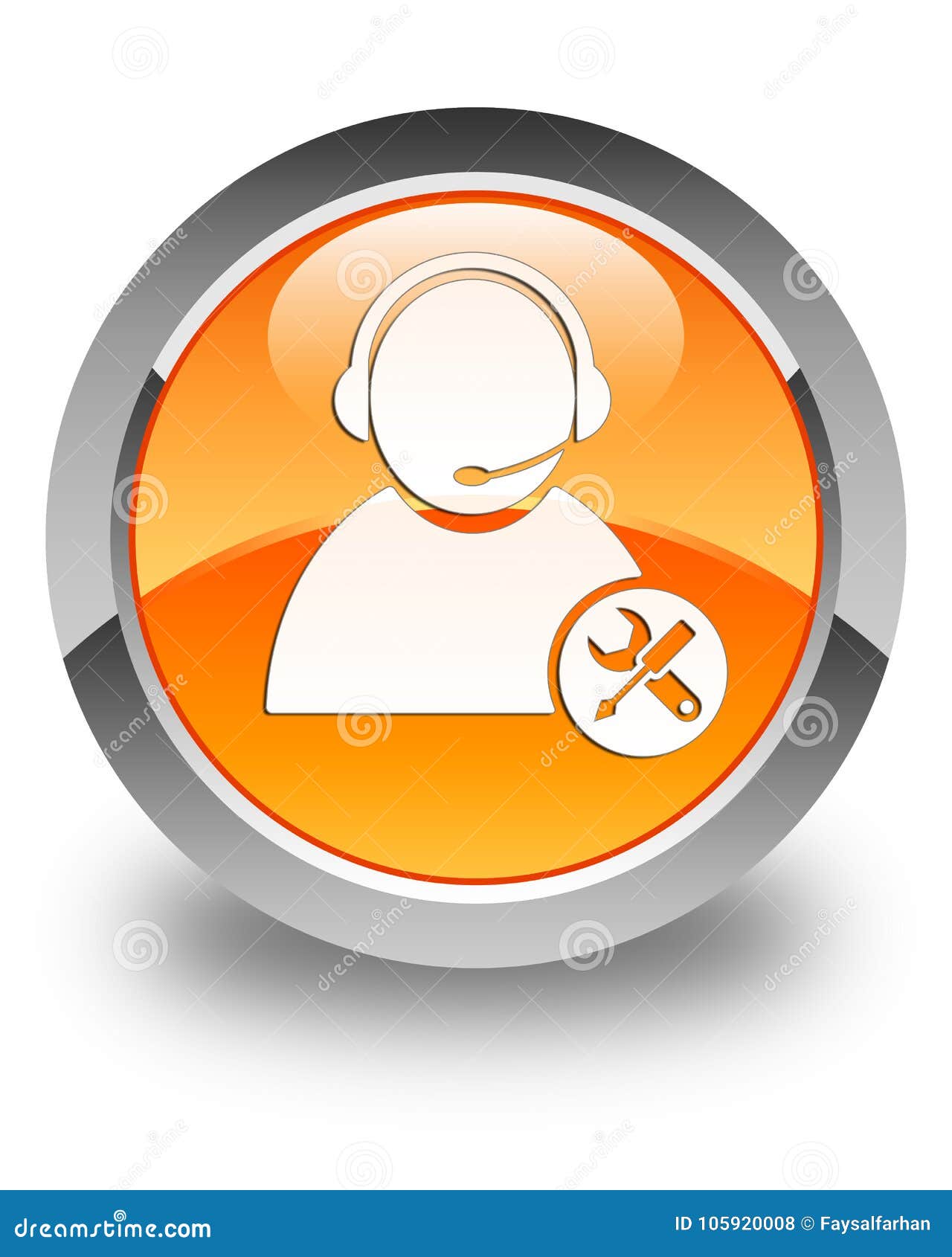 Tech Support Icon Glossy Orange Round Button Stock Illustration ...