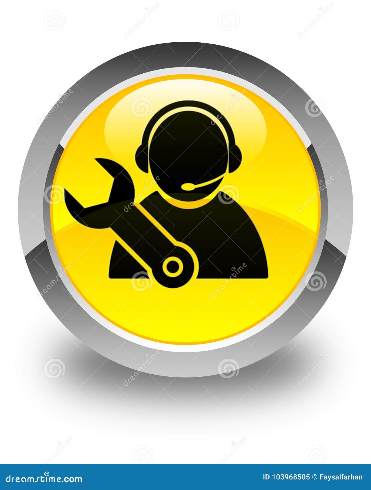 Tech Support Icon Glossy Yellow Round Button Stock Illustration ...