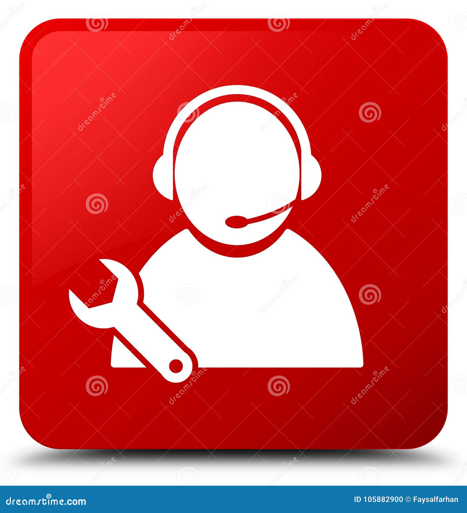 Tech Support Icon Red Square Button Stock Illustration - Illustration ...