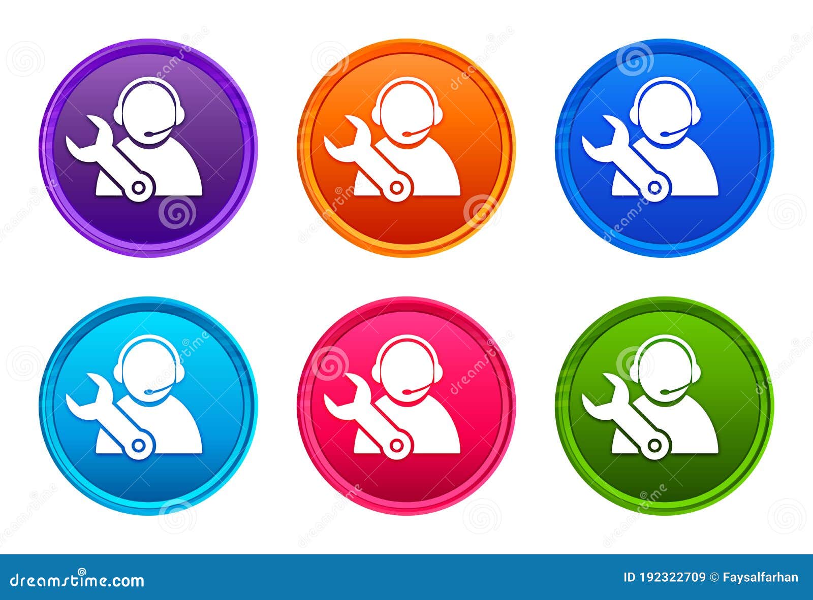 Tech Support Icon Luxury Bright Round Button Set 6 Color Vector Stock ...