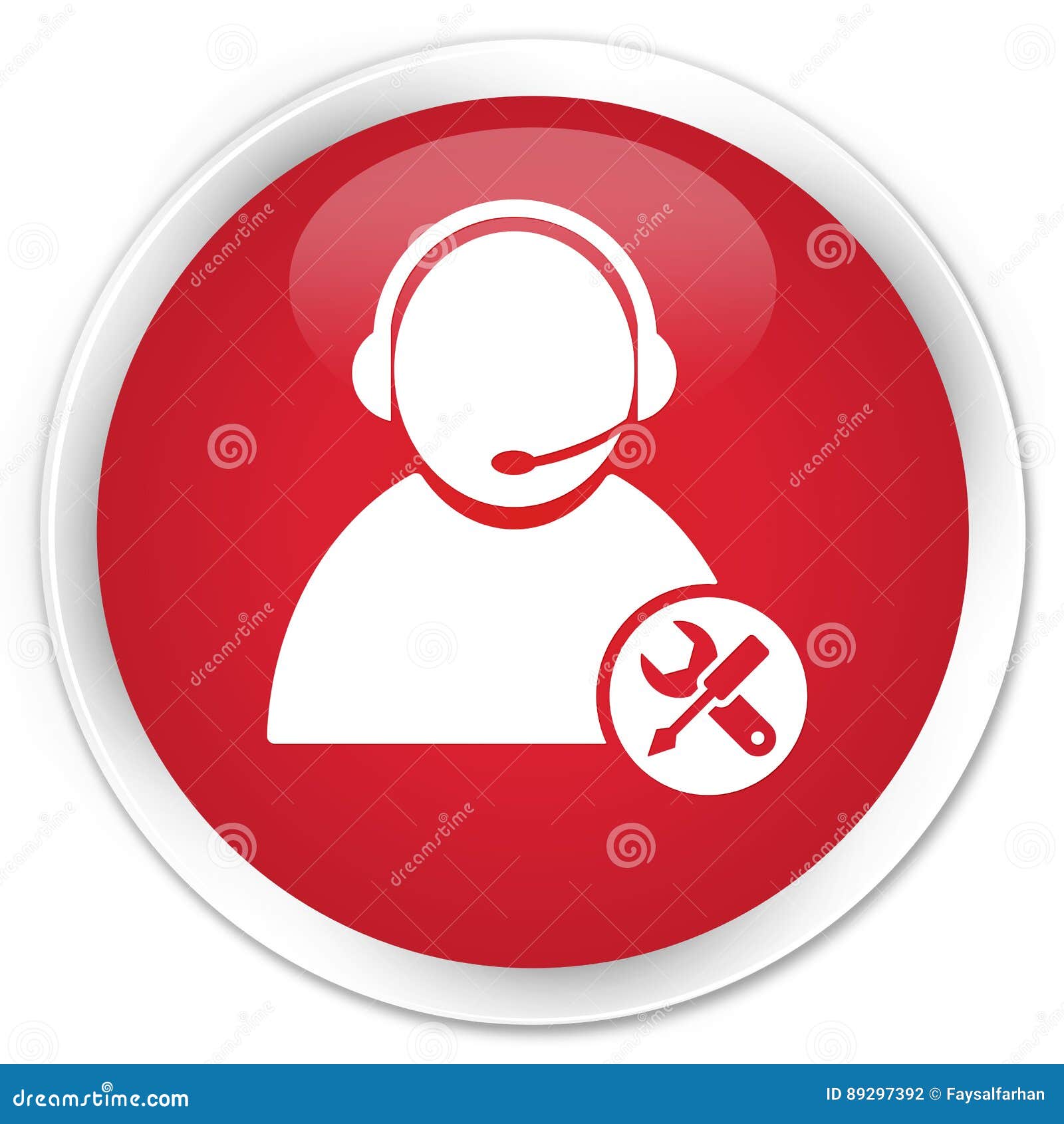 Tech Support Icon Premium Red Round Button Stock Illustration ...