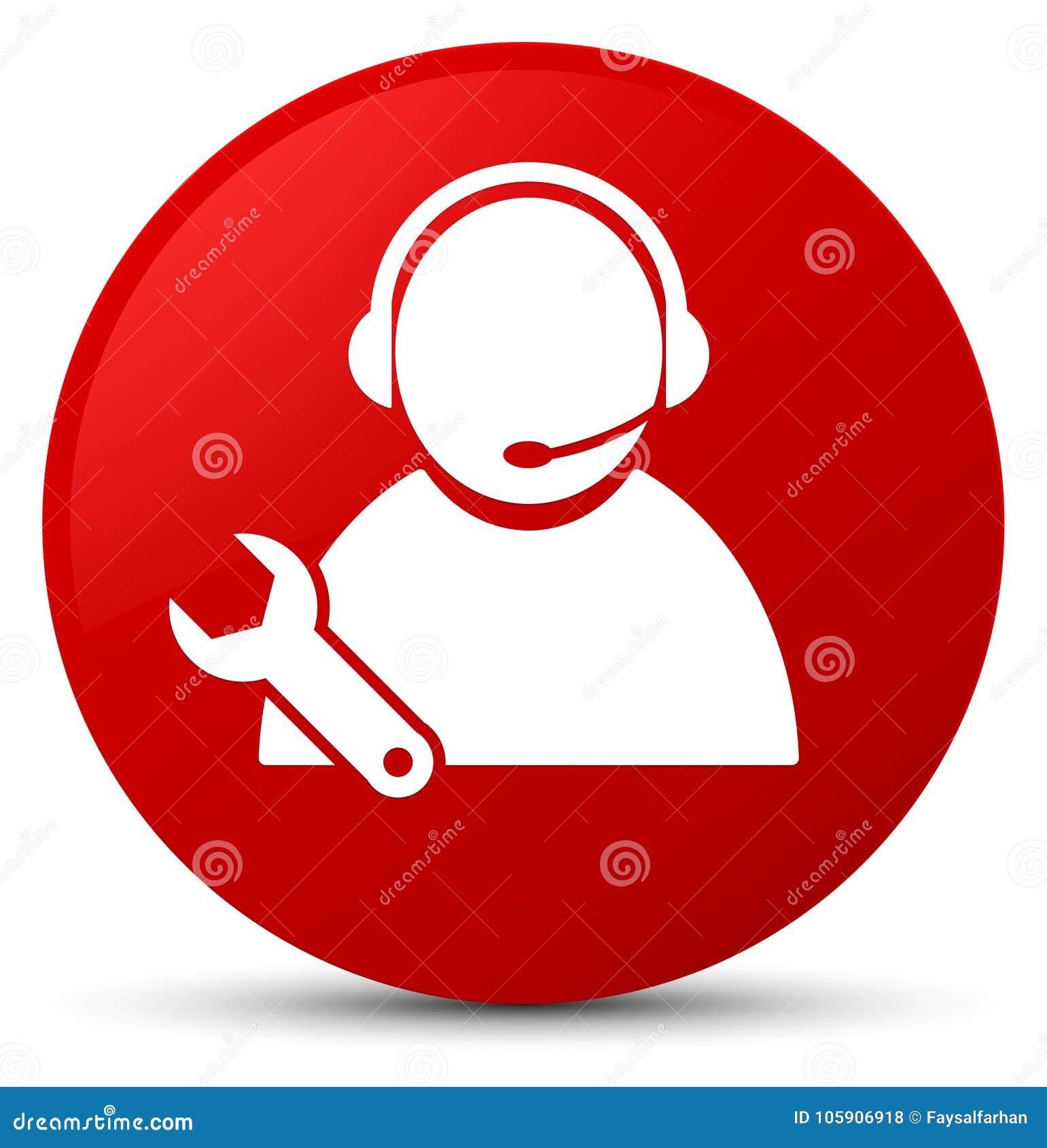 Tech Support Icon Red Round Button Stock Illustration - Illustration of ...
