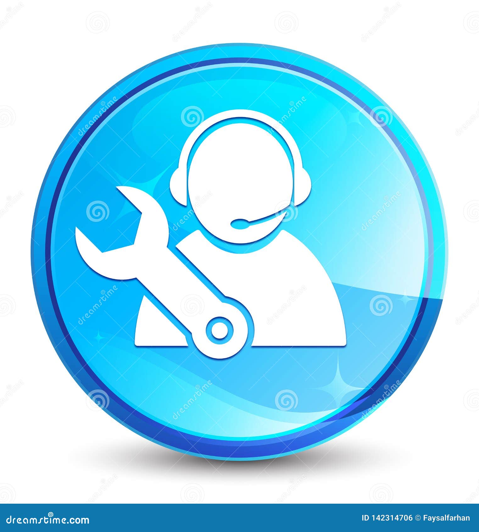 Tech Support Icon Splash Natural Blue Round Button Stock Vector ...