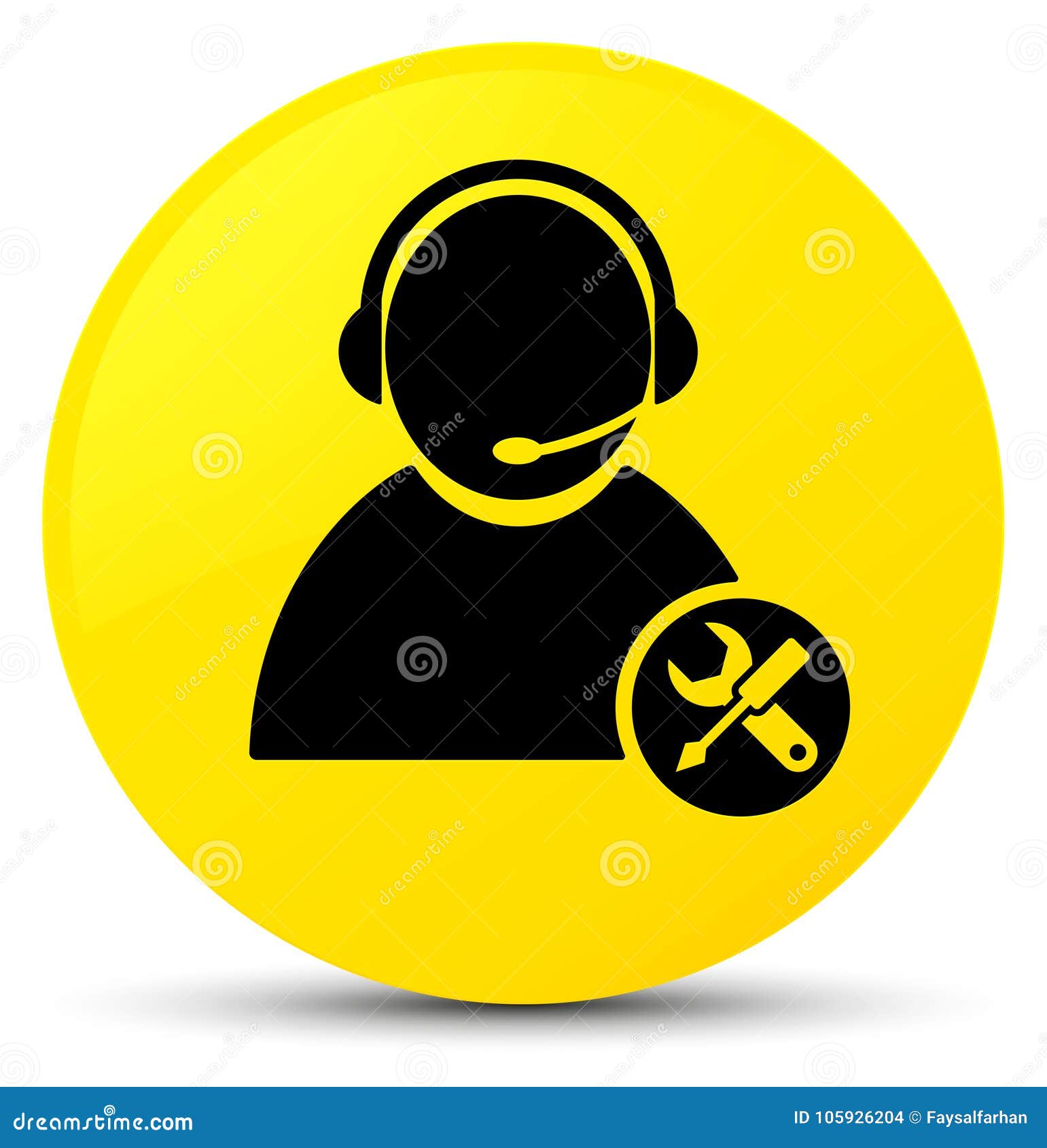 Tech Support Icon Yellow Round Button Stock Illustration - Illustration ...