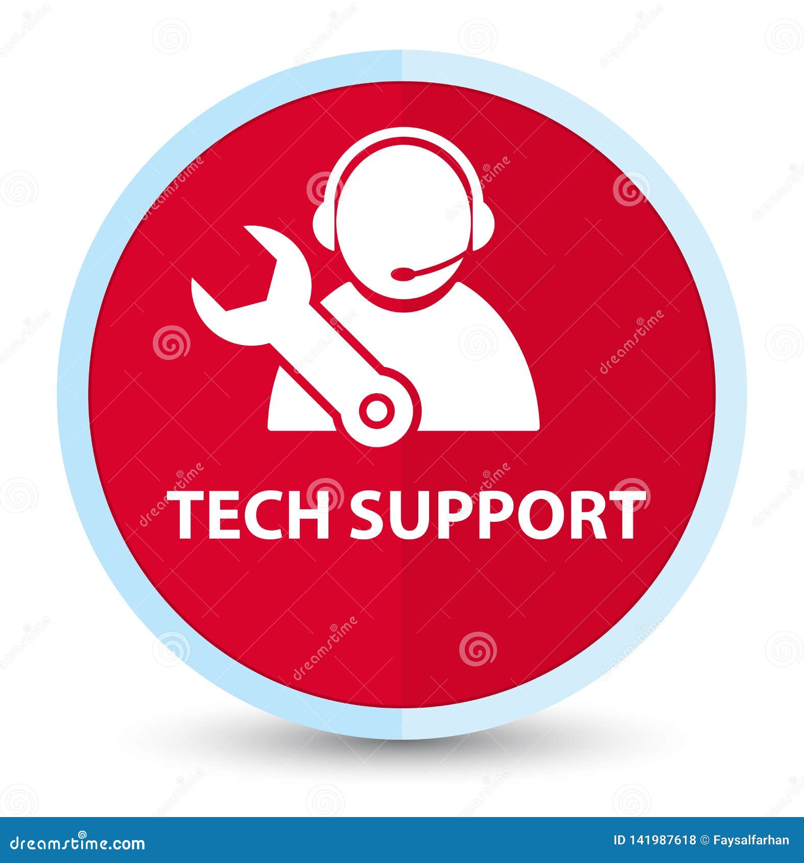 Tech Support Flat Prime Red Round Button Stock Vector - Illustration of ...