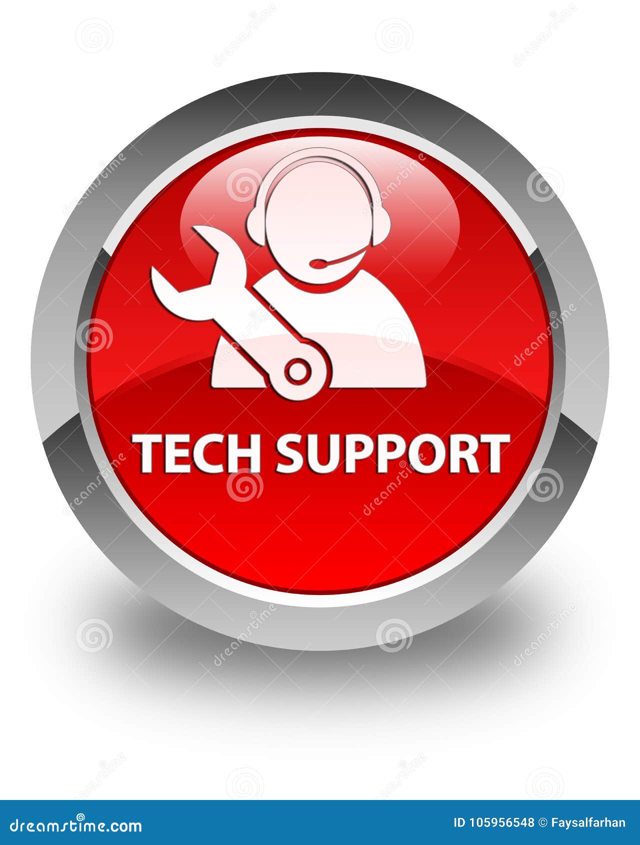 Tech Support Glossy Red Round Button Stock Illustration - Illustration ...