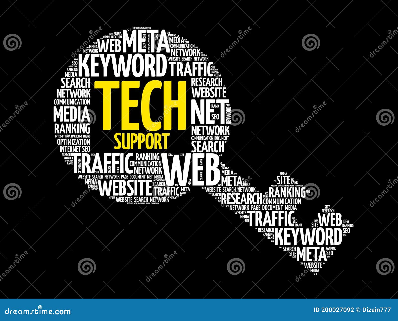 Tech Support Key Word Cloud Stock Illustration - Illustration of ...