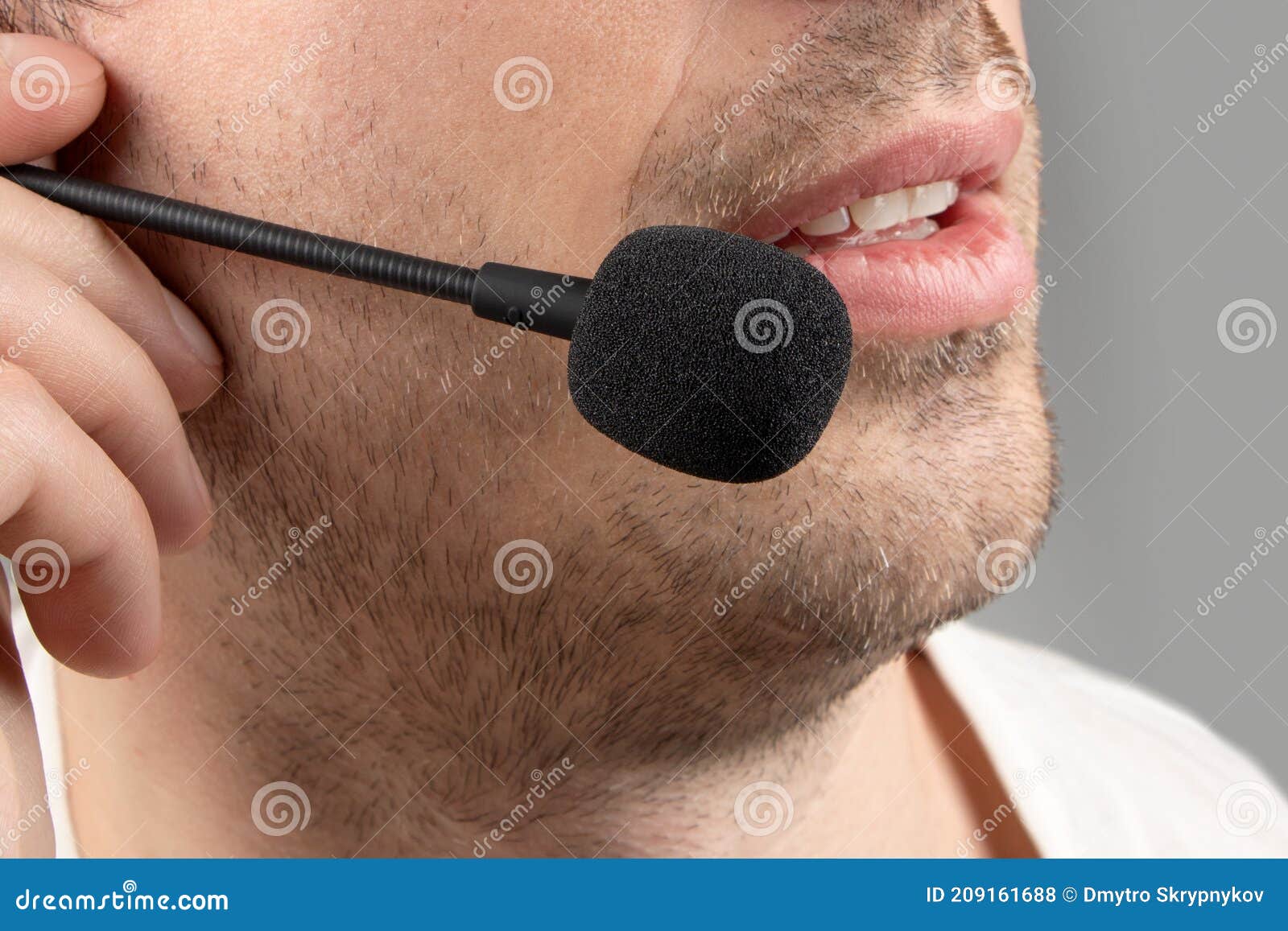 Tech Support Manager in Headset Consulting a Client Stock Photo - Image ...