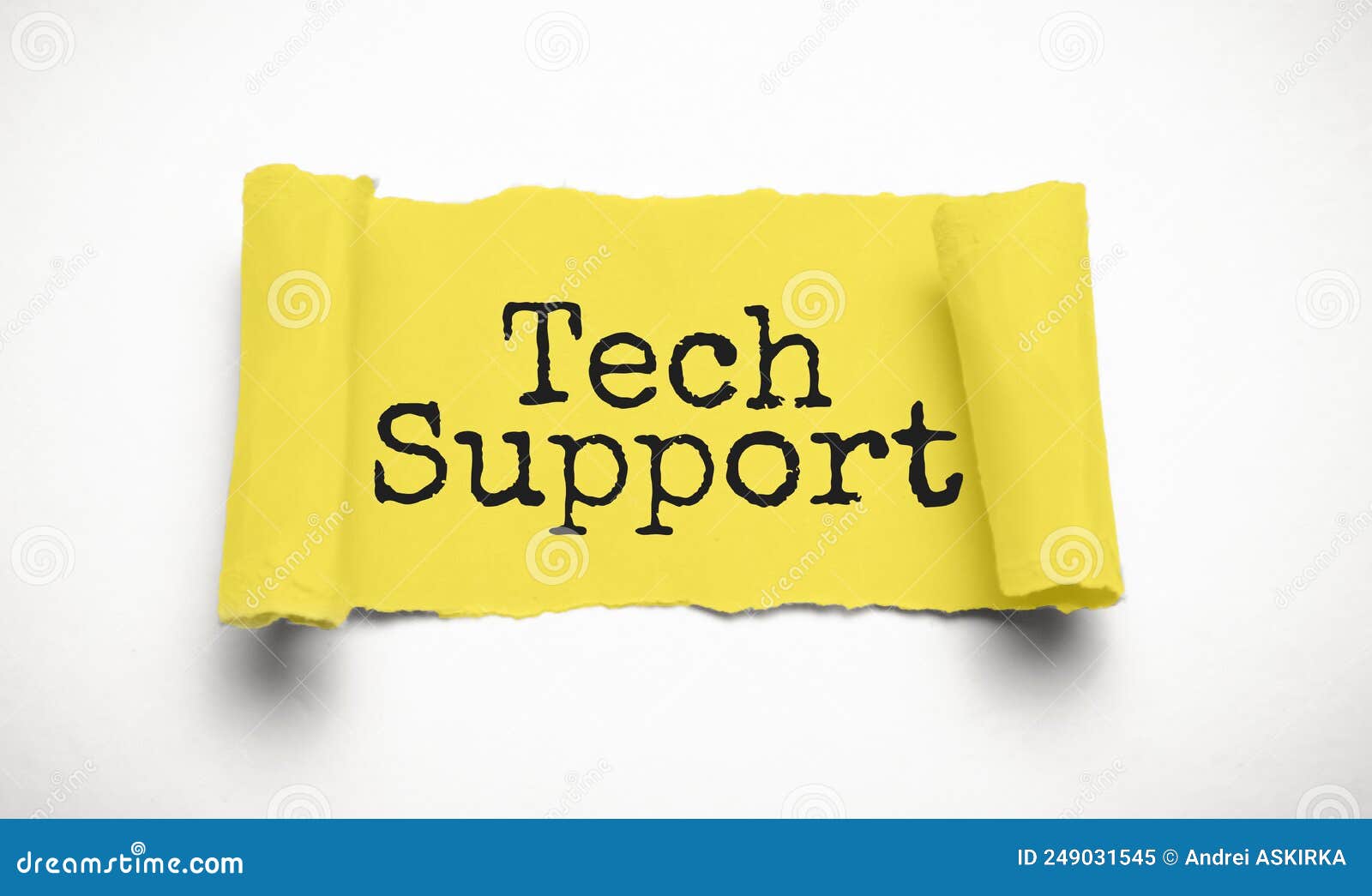 Tech Support Message Written Under Yellow Torn Paper Stock Image ...