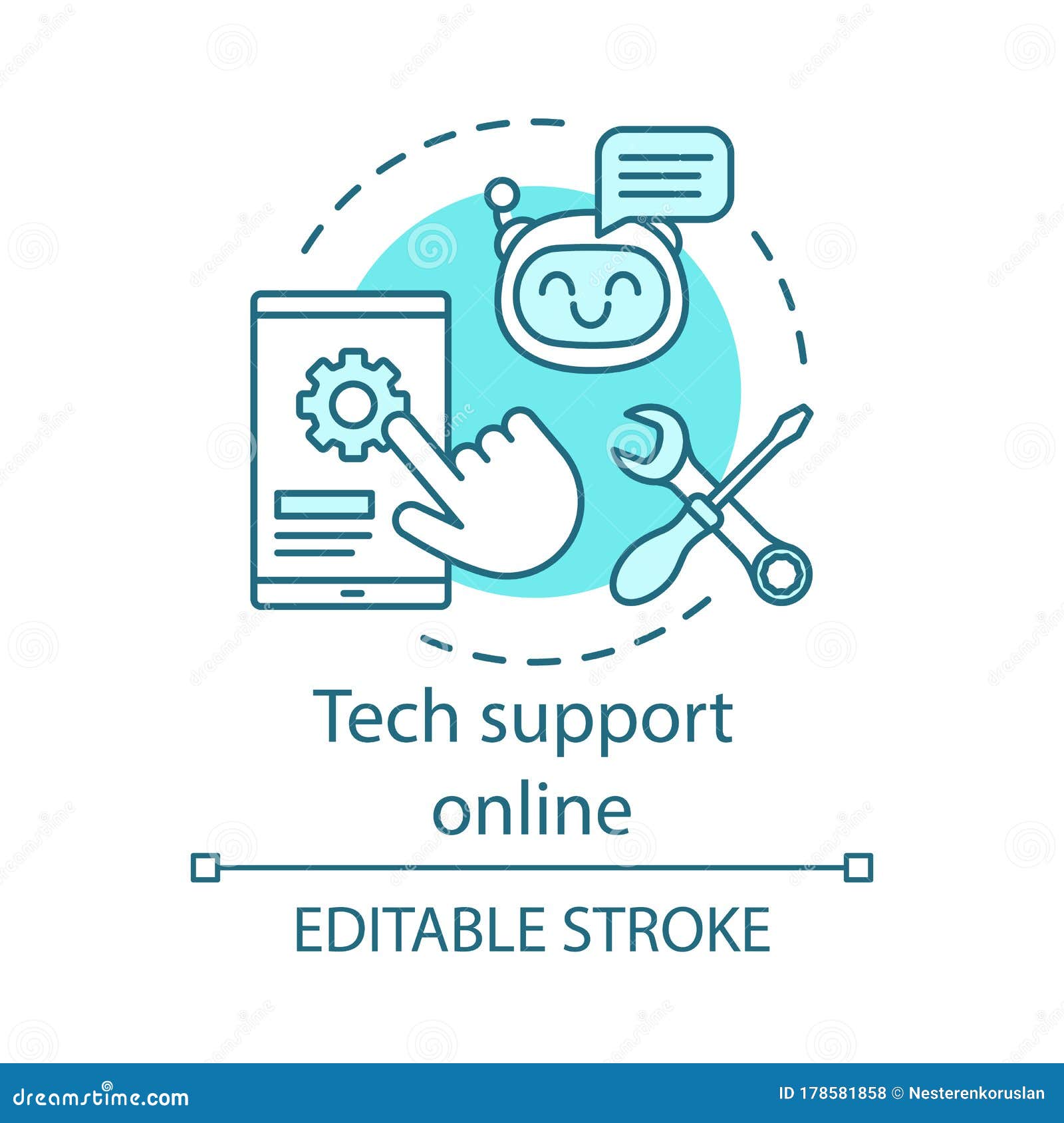 Tech Support Online Concept Icon Stock Vector - Illustration of logo ...