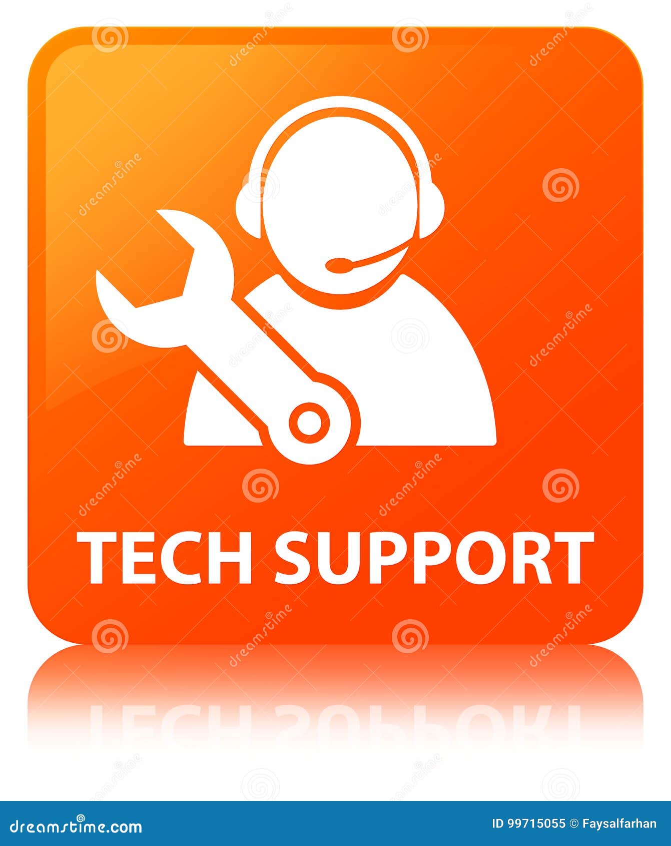 Tech Support Orange Square Button Stock Illustration - Illustration of ...