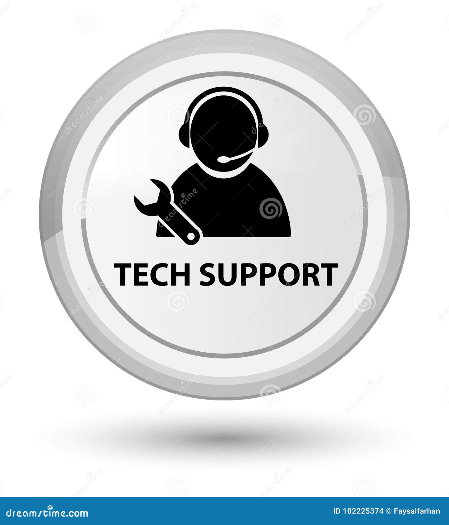 Tech Support Prime White Round Button Stock Illustration - Illustration ...
