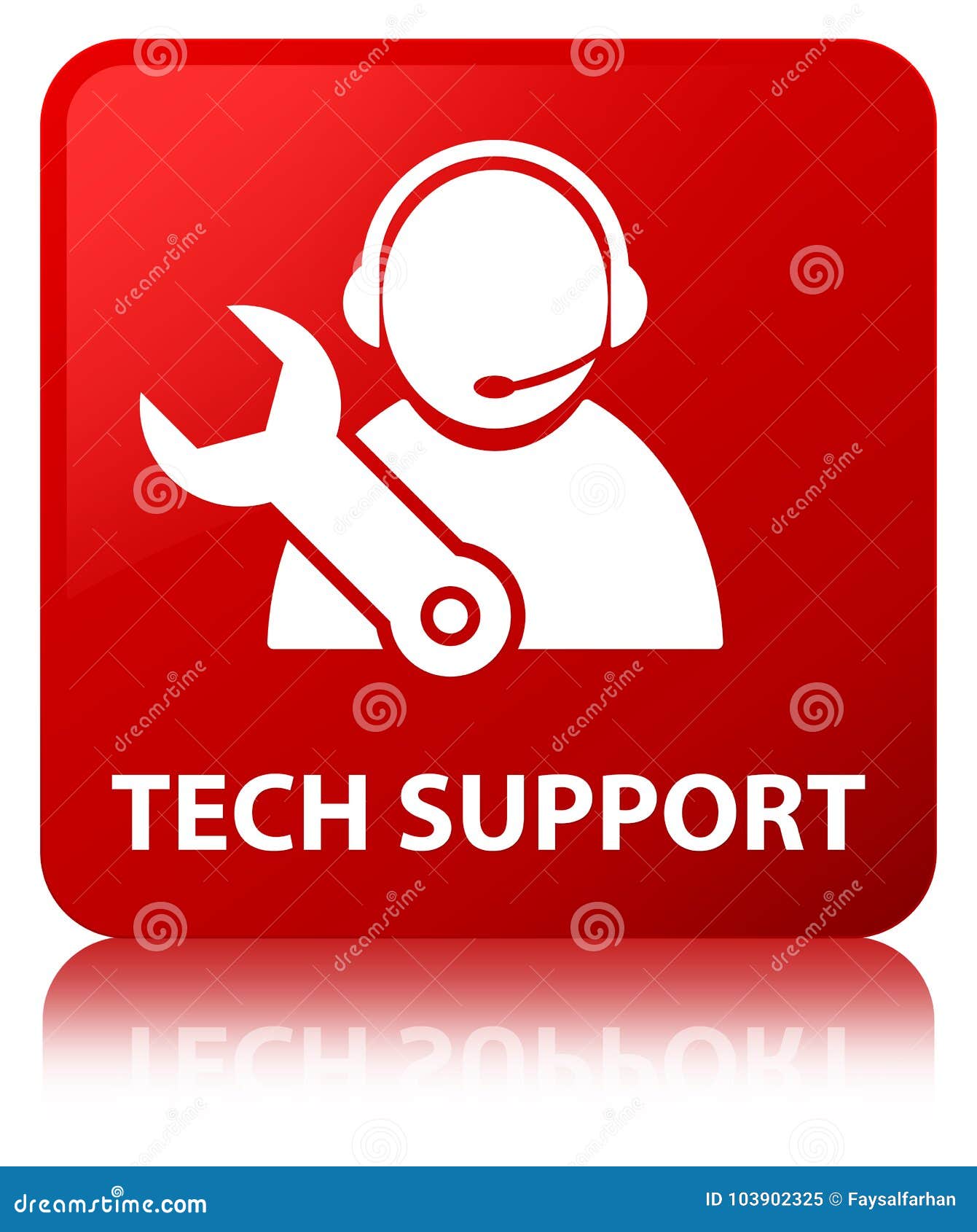 Tech Support Red Square Button Stock Illustration - Illustration of ...