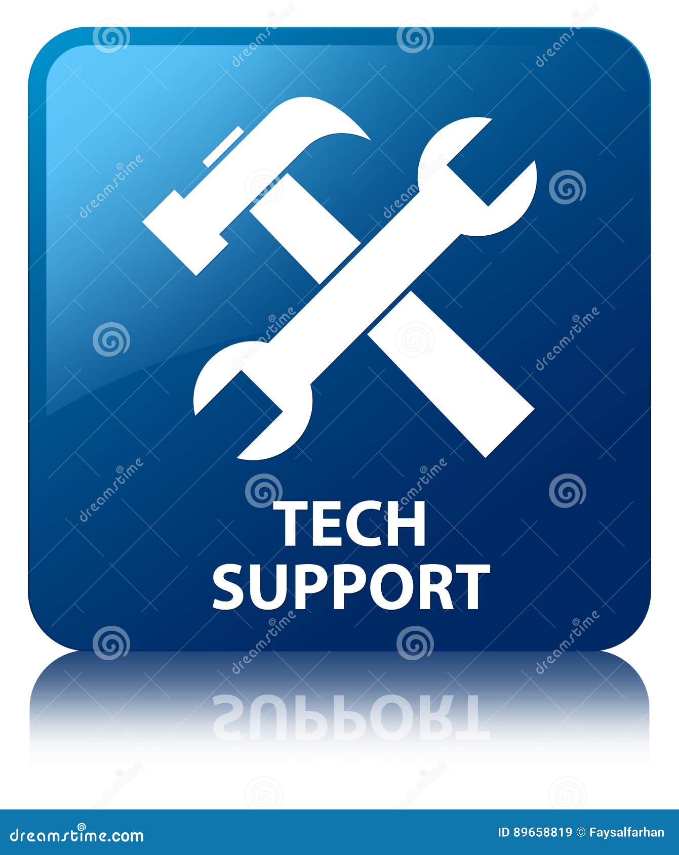 Tech Support (tools Icon) Blue Square Button Stock Illustration ...