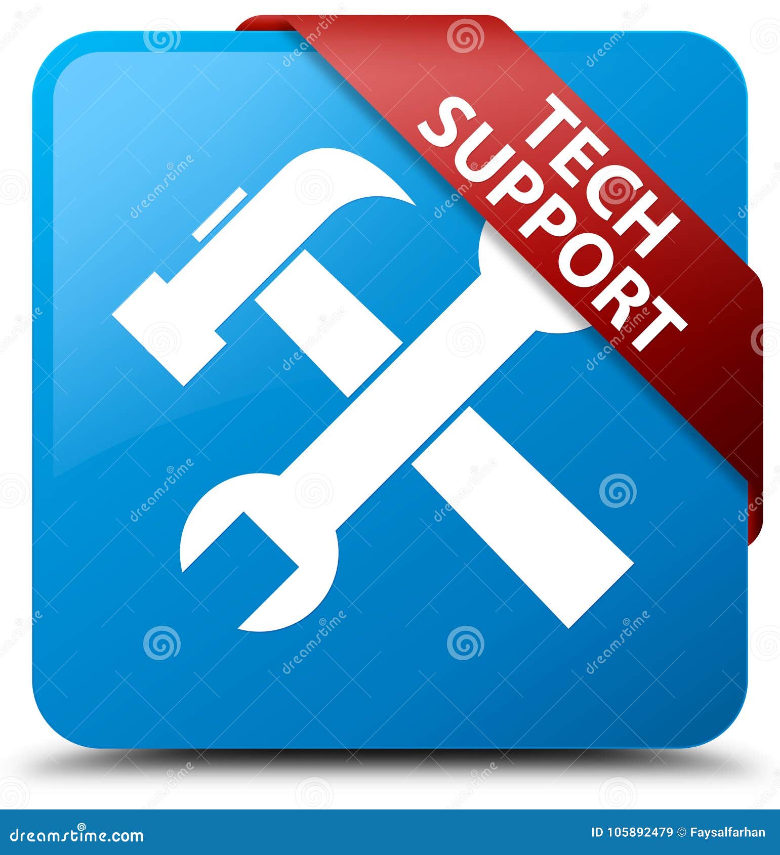 Tech Support (tools Icon) Cyan Blue Square Button Red Ribbon in Stock ...