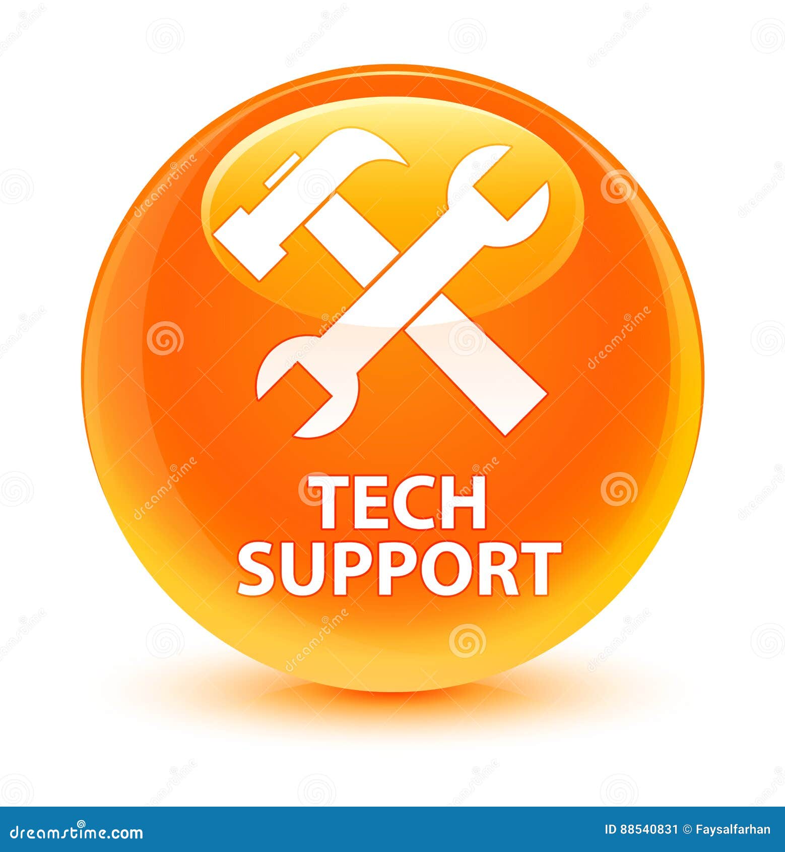 Tech Support (tools Icon) Glassy Orange Round Button Stock Illustration ...