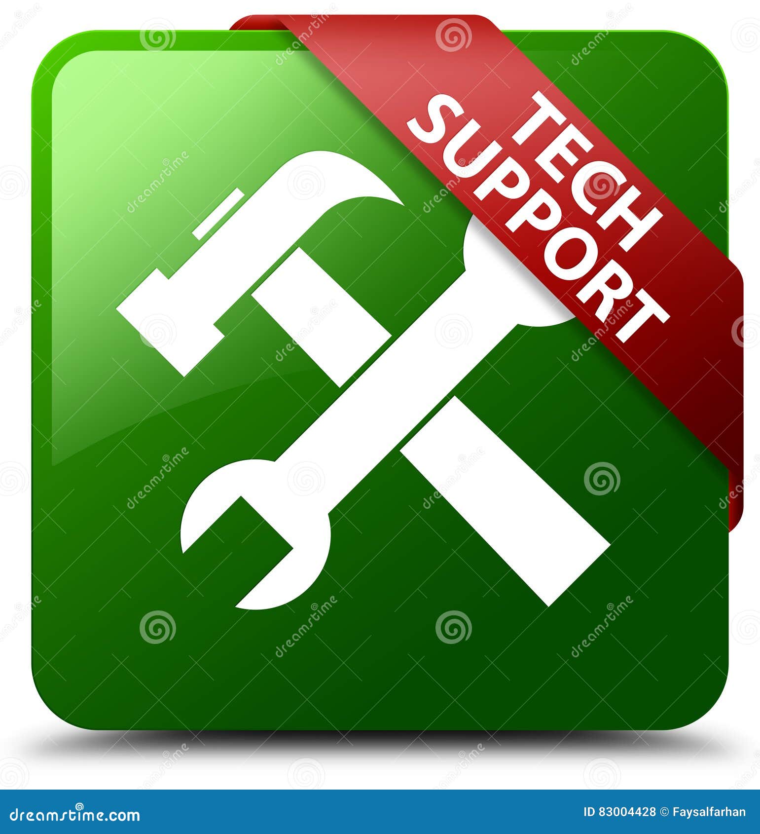 Tech Support Tools Icon Green Square Button Stock Illustration ...